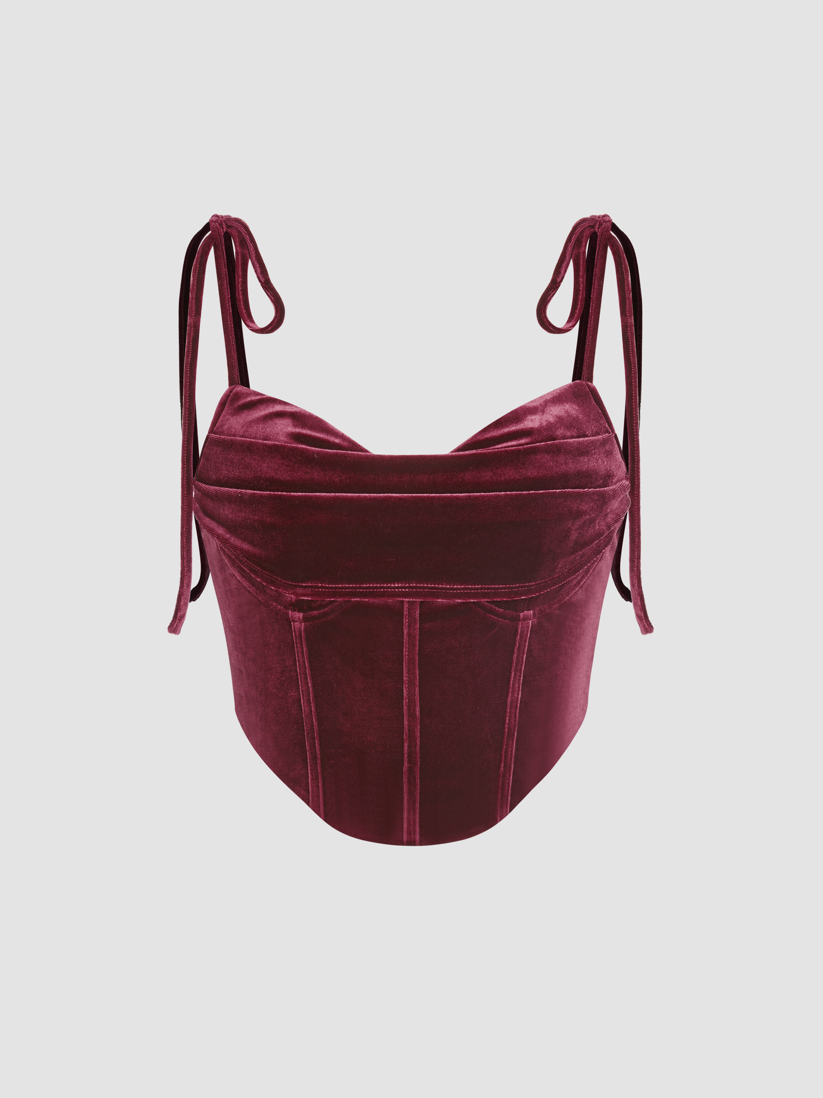 Velvet Velvet Cowl Neck Corset Knotted Crop Top For Daily Casual Date