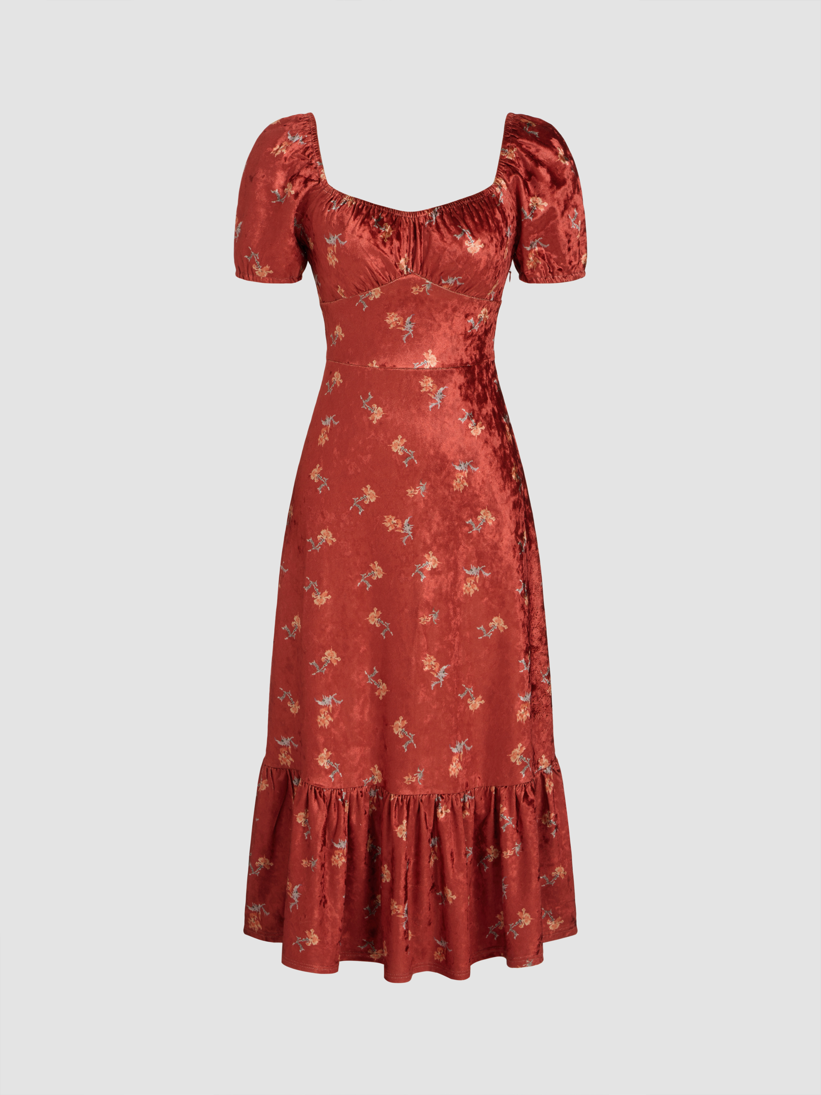 Graduation Dress Grad Dresses Velvet Sweetheart Floral Midi Dress For ...