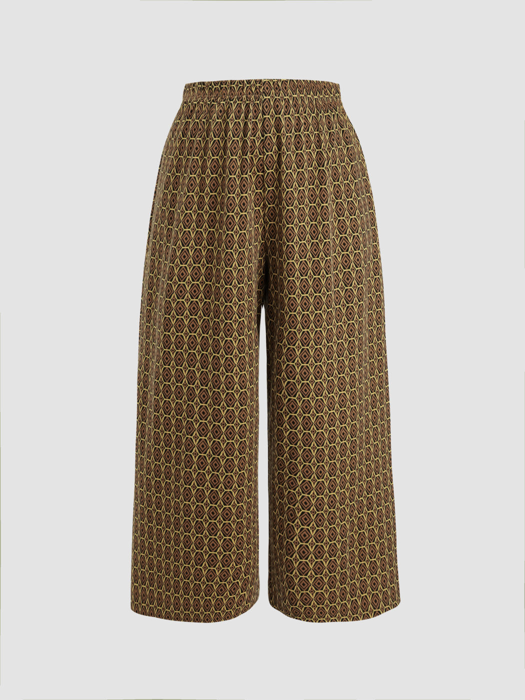 Jacquard Middle Waist Argyle Wide Leg Trousers Curve & Plus - Cider