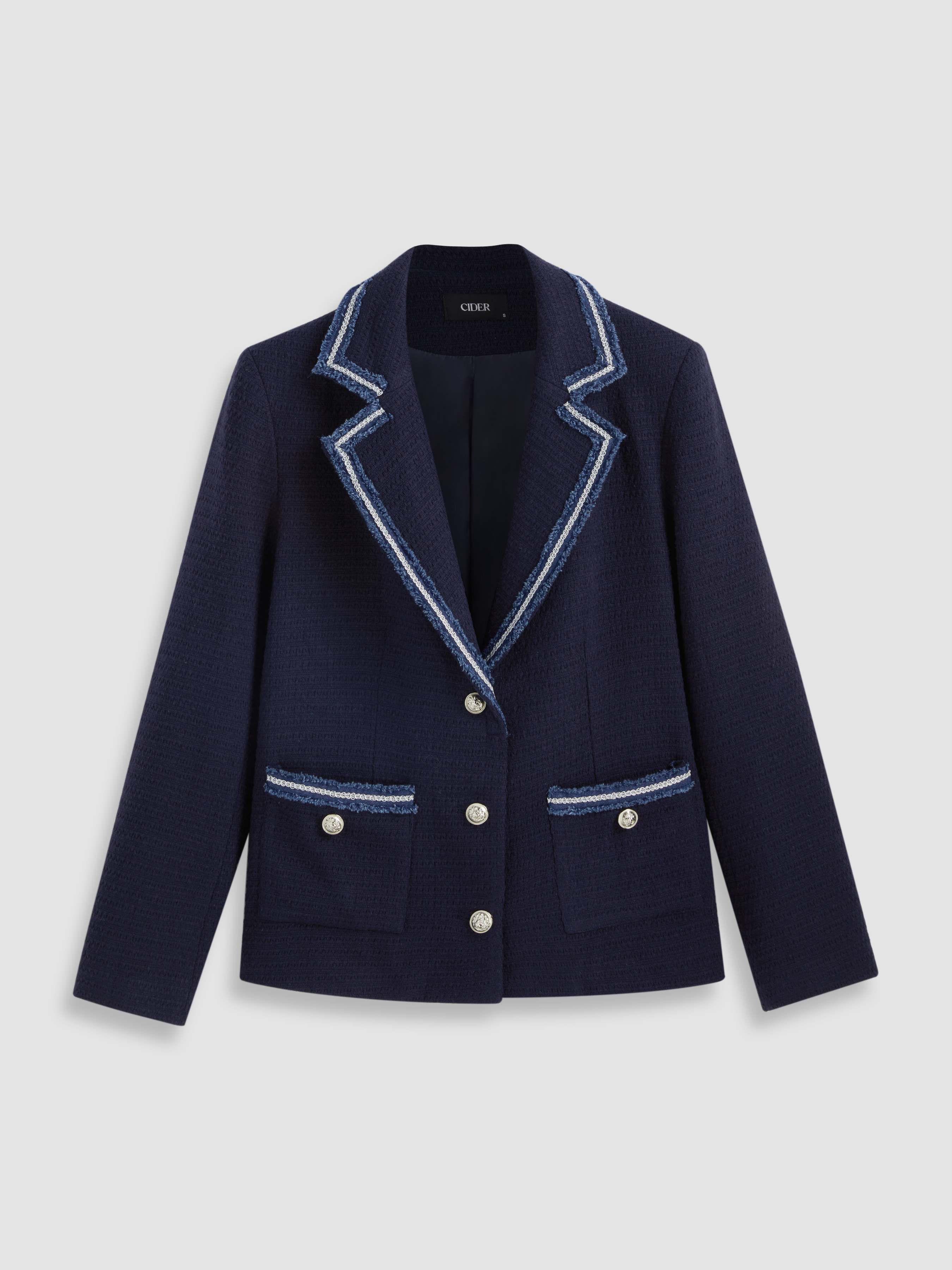 Collar Solid Button Trench Coat - Cider