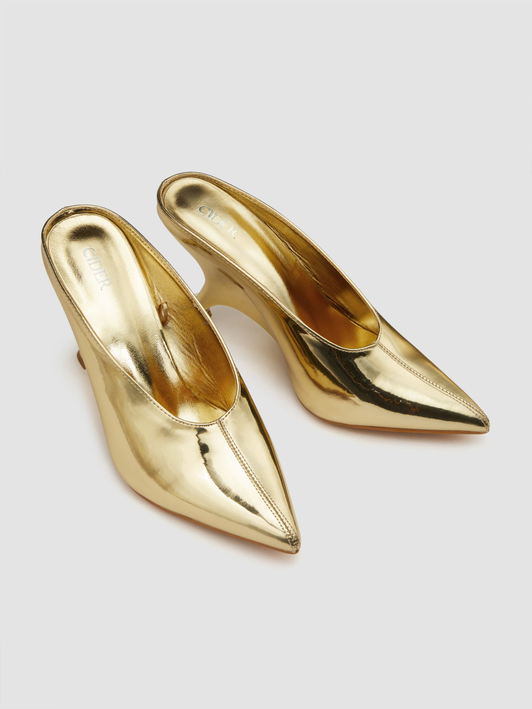 Metallic Faux Leather Wedge Heels - Cider