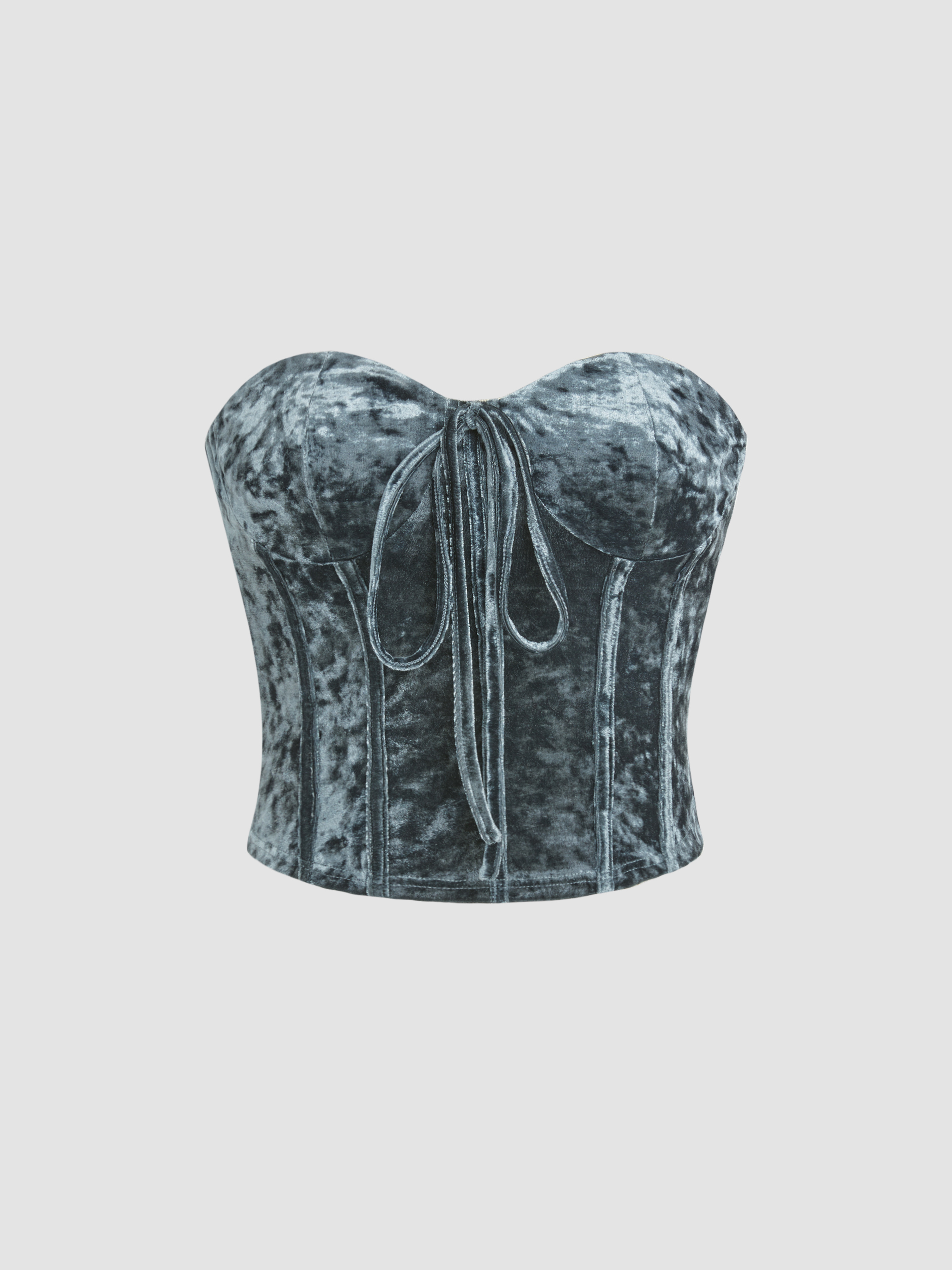 Velvet Bowknot Corset Tube Top - Cider