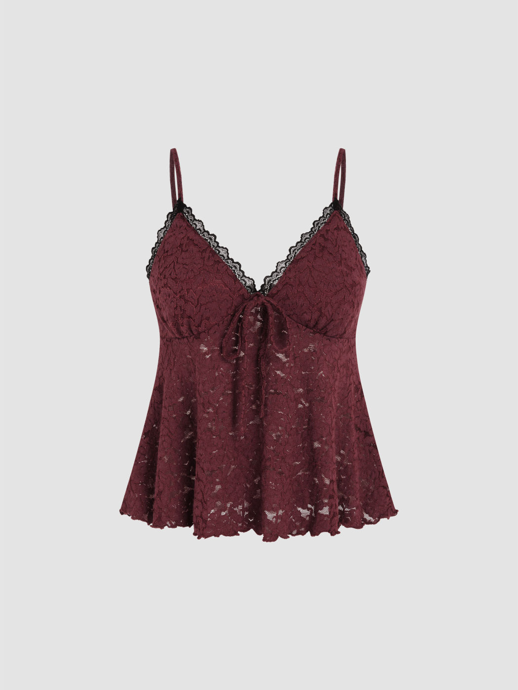 V-neck Bowknot Lace Tank Top For Daily Casual Date V-neck Bowknot Lace Tank Top For Daily Casual Date