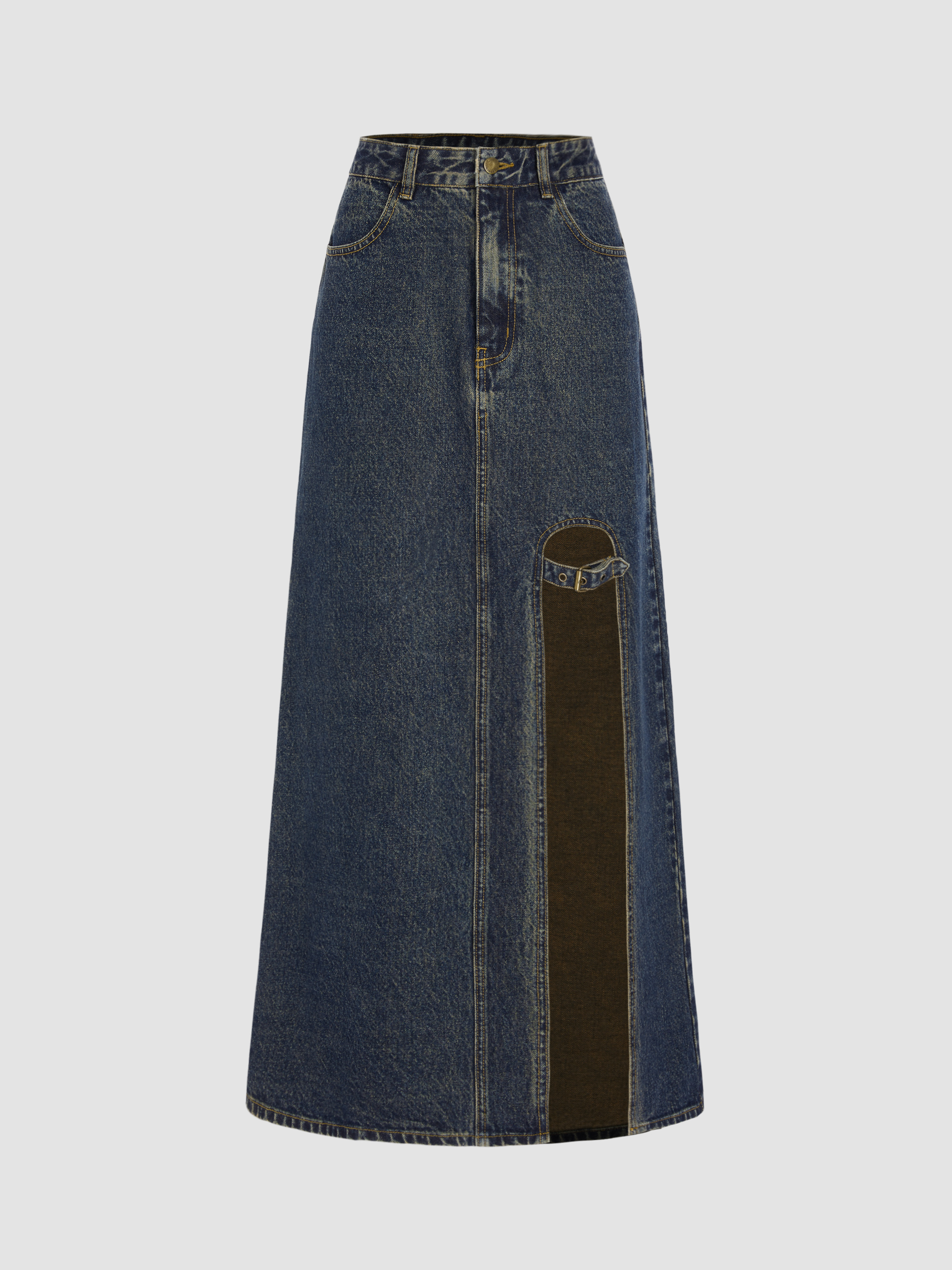 Cowboy Denim Skirts Western Outfits Denim High Waist Split Belted ...