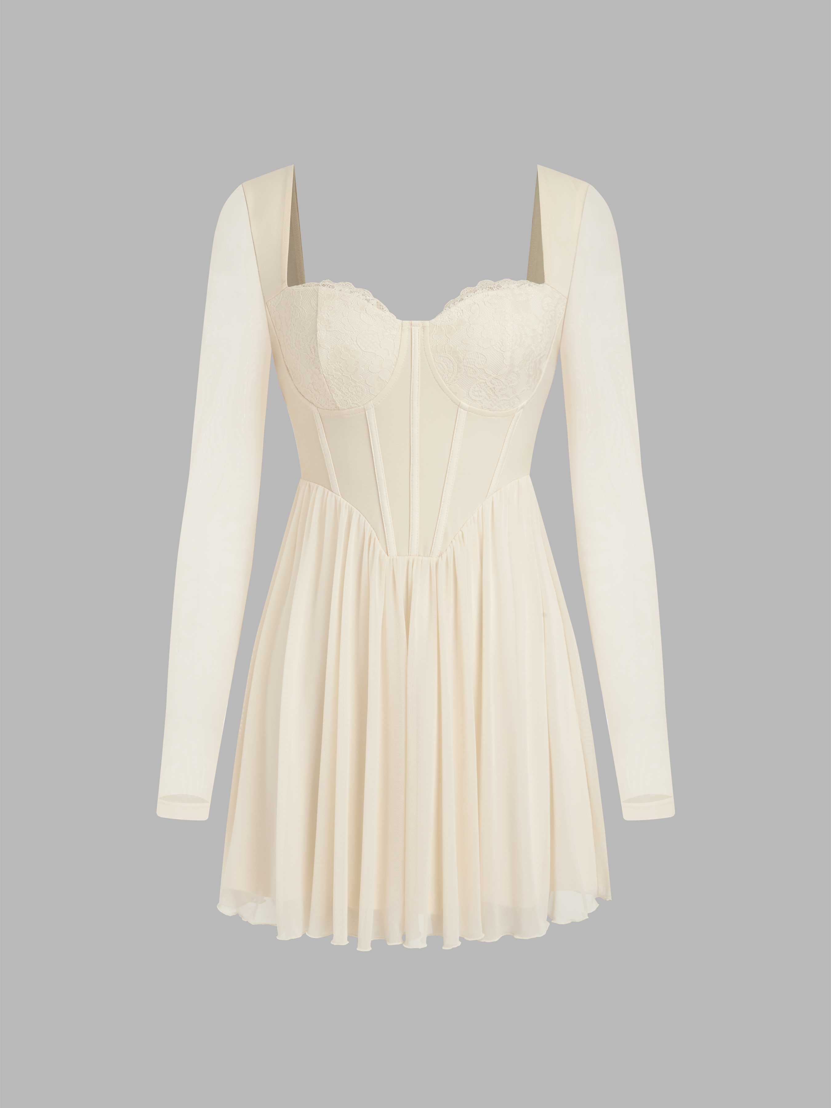 Square Neck Floral Corset Ruffle Mini Dress - Cider