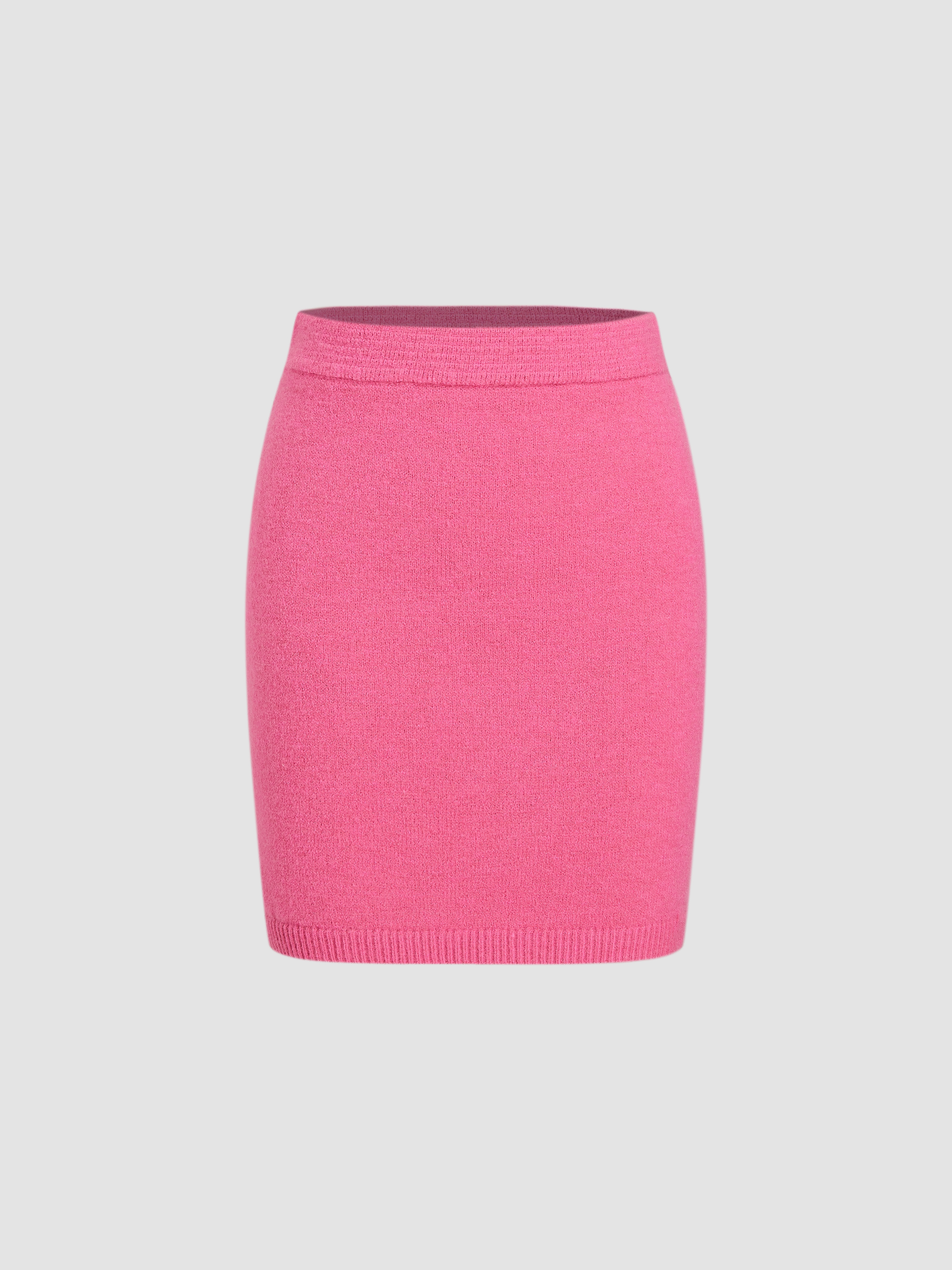 Knit Middle Waist Mini Skirt - Cider