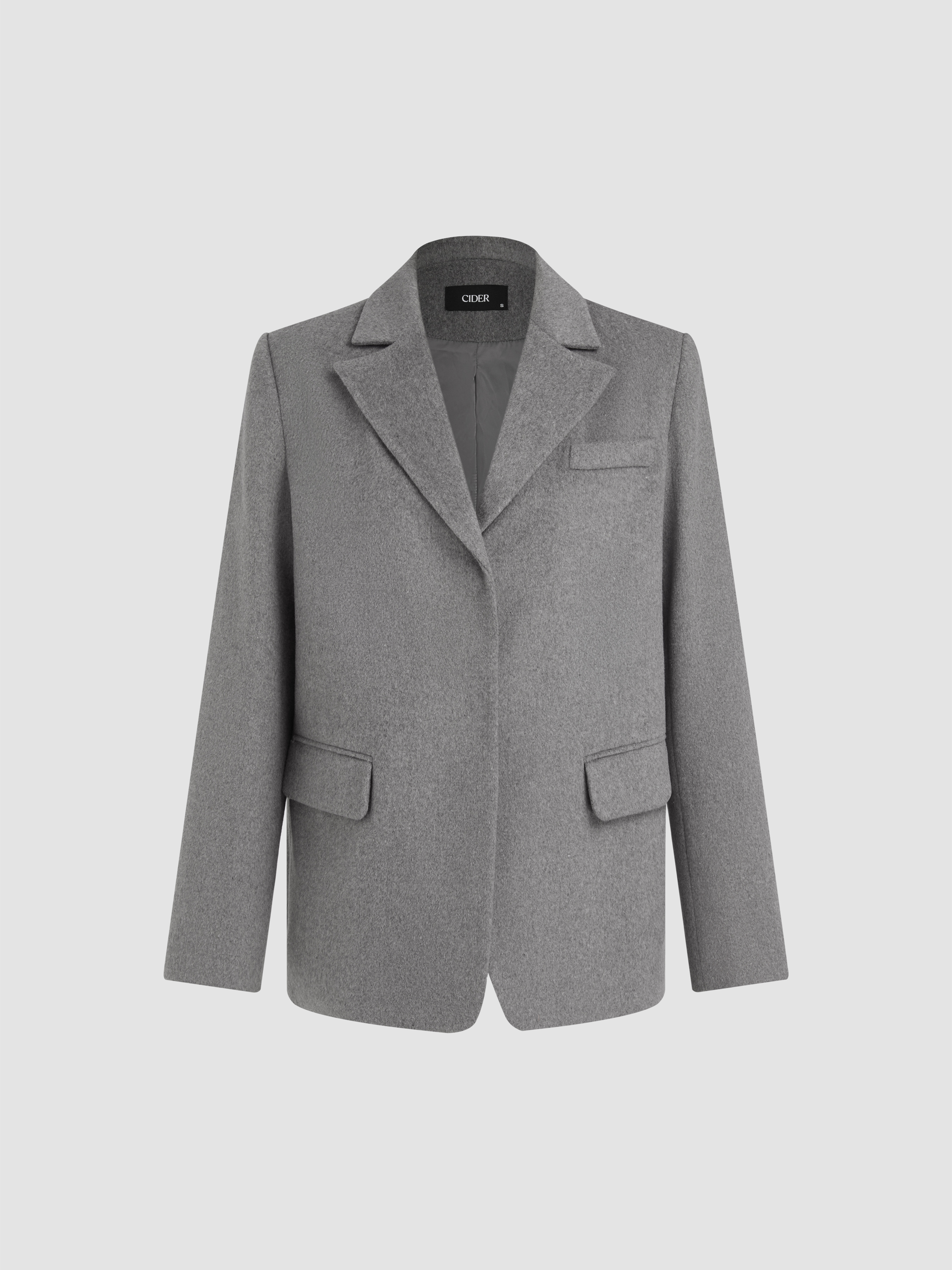 Wool-like fabrics Collar Solid Button Blazer For Daily Casual Work