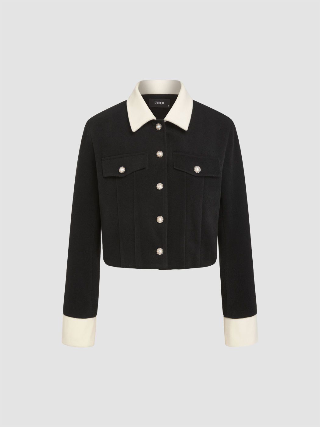 Collar Solid Button Shacket - Cider