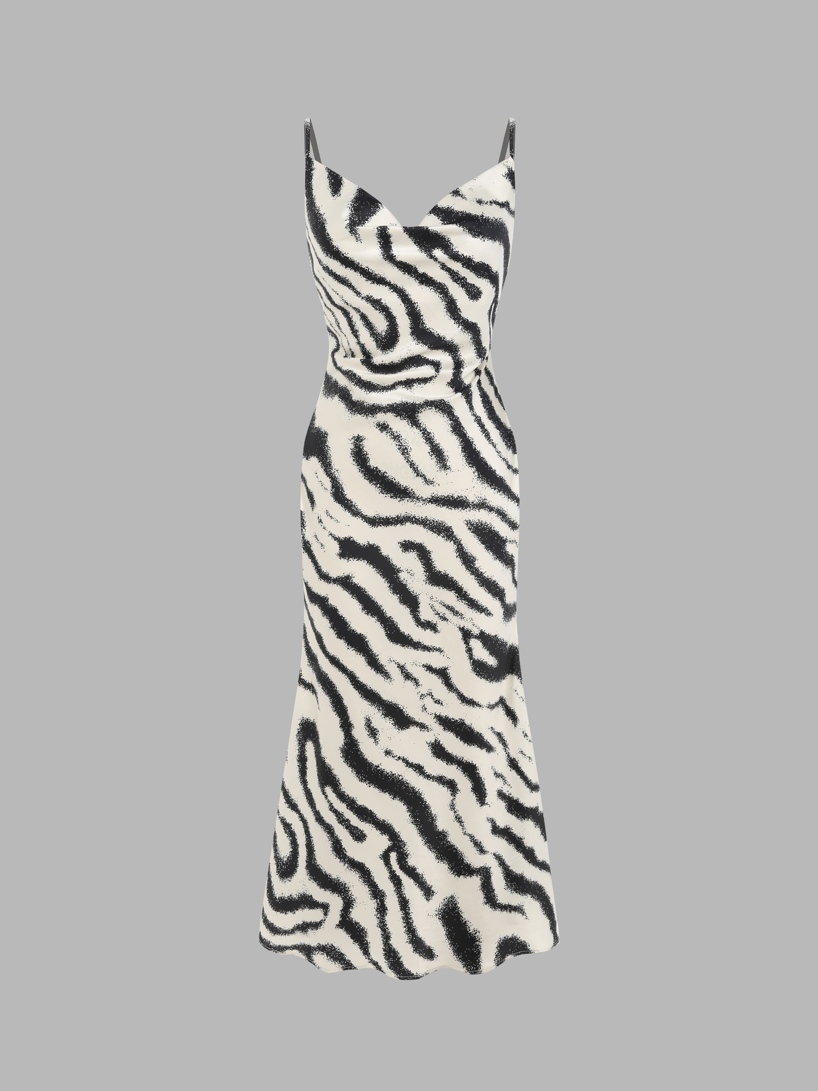 Satin Zebra Stripe Maxi Dress - Cider