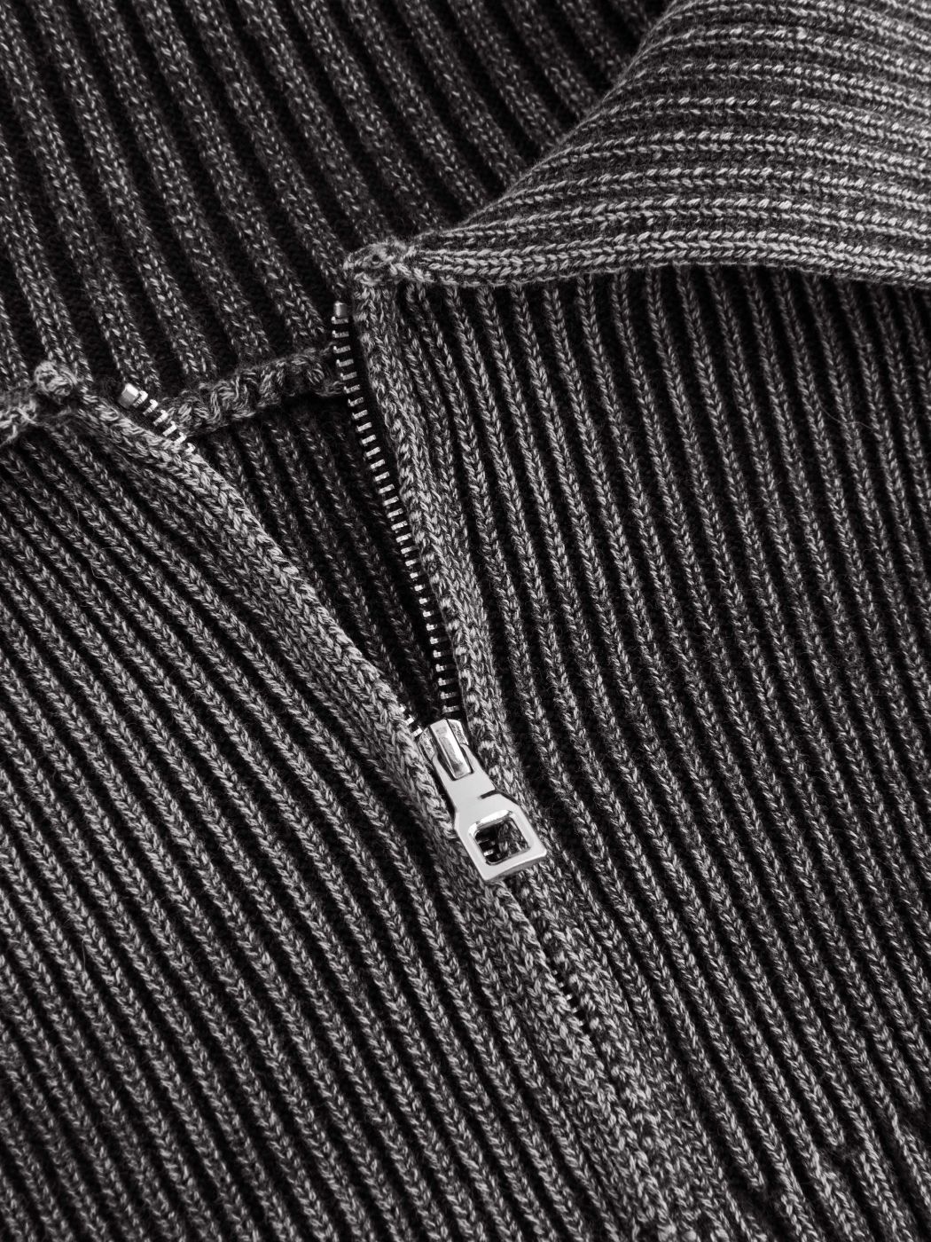 Knit Off-shoulder Zipper Long Sleeve Top - Cider