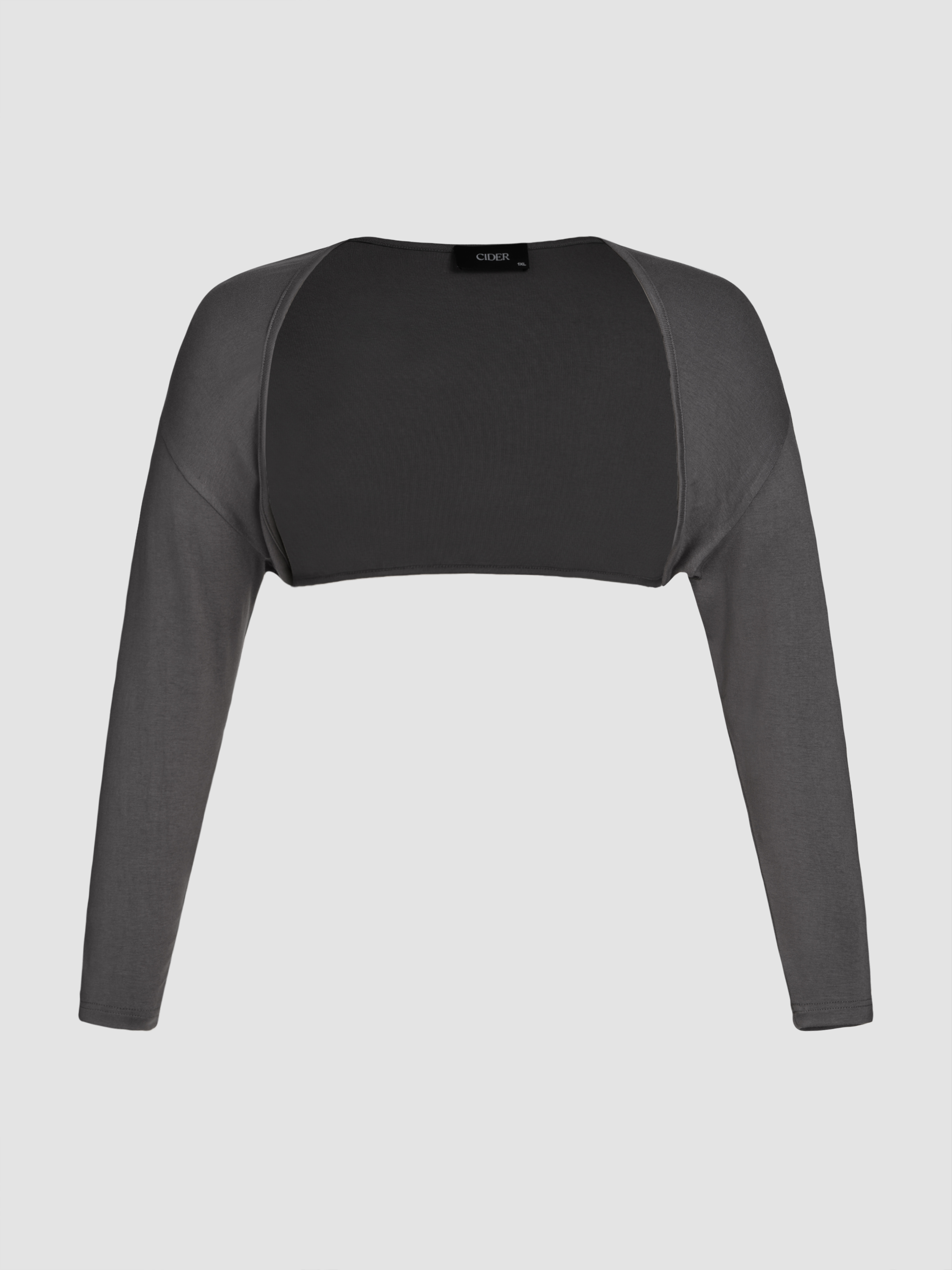 Knit Fabric Solid Collarless Long Sleeve Crop Shrug Curve & Plus For ...