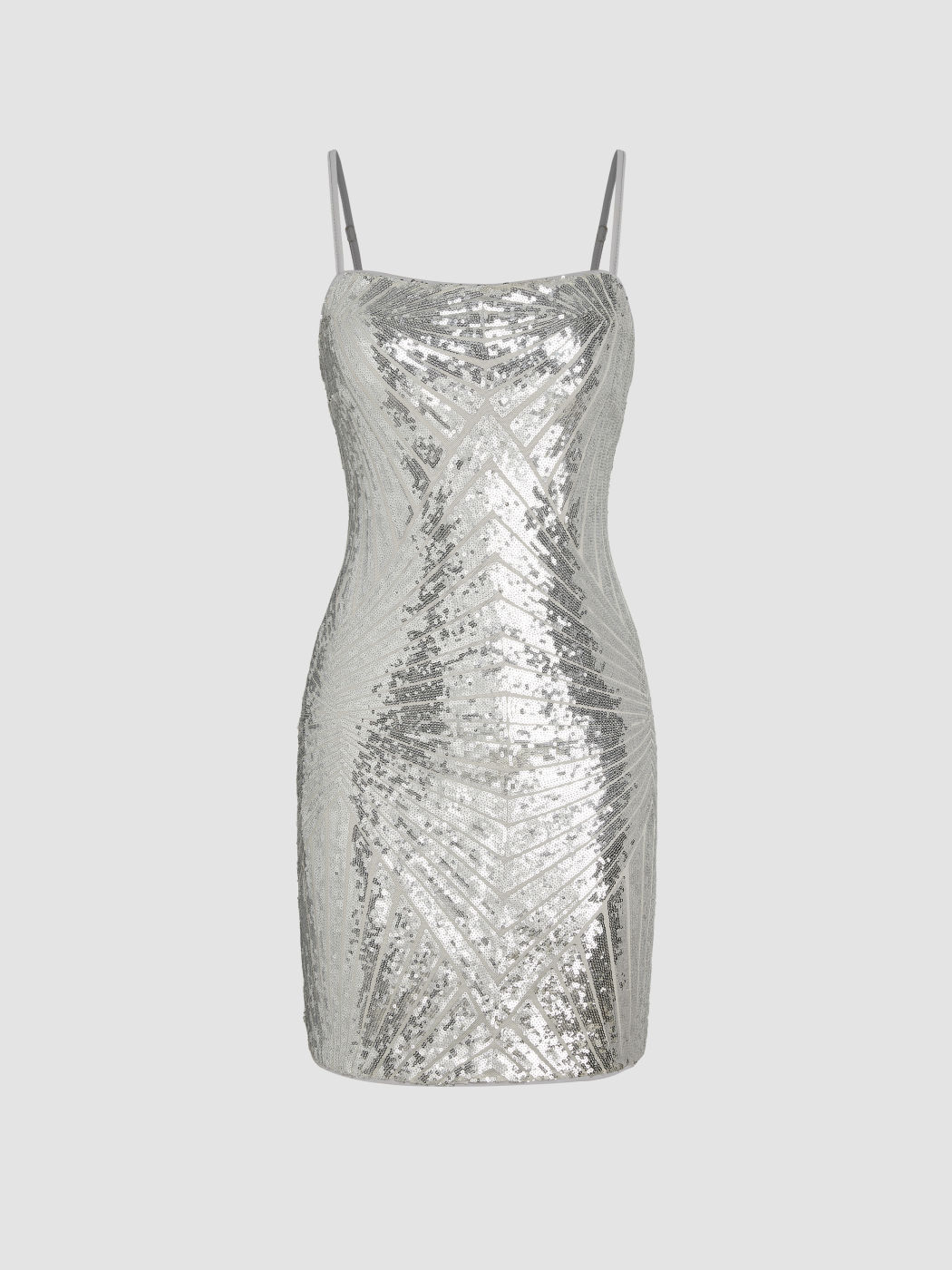 Metallic Sequin Square Neck Mini Dress For Party/Clubbing