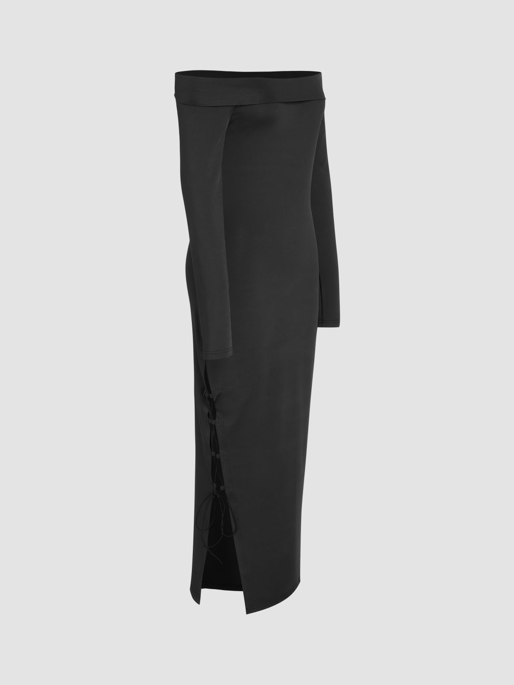 Rib Off-shoulder Split Lace Up Maxi Dress For Date Party/Clubbing