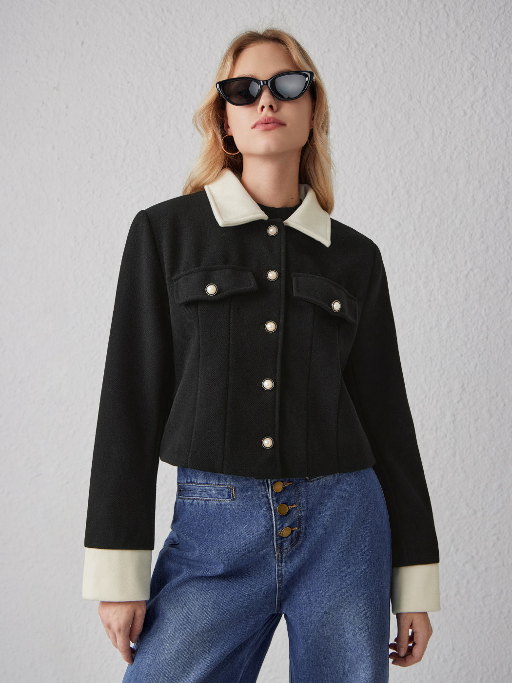 Collar Solid Button Shacket - Cider