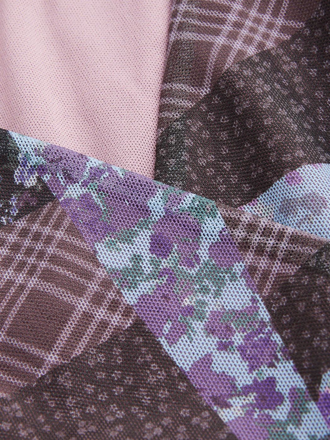 Mesh Mesh V-neck Check Floral Patched Ruffle Mini Dress Curve & Plus ...