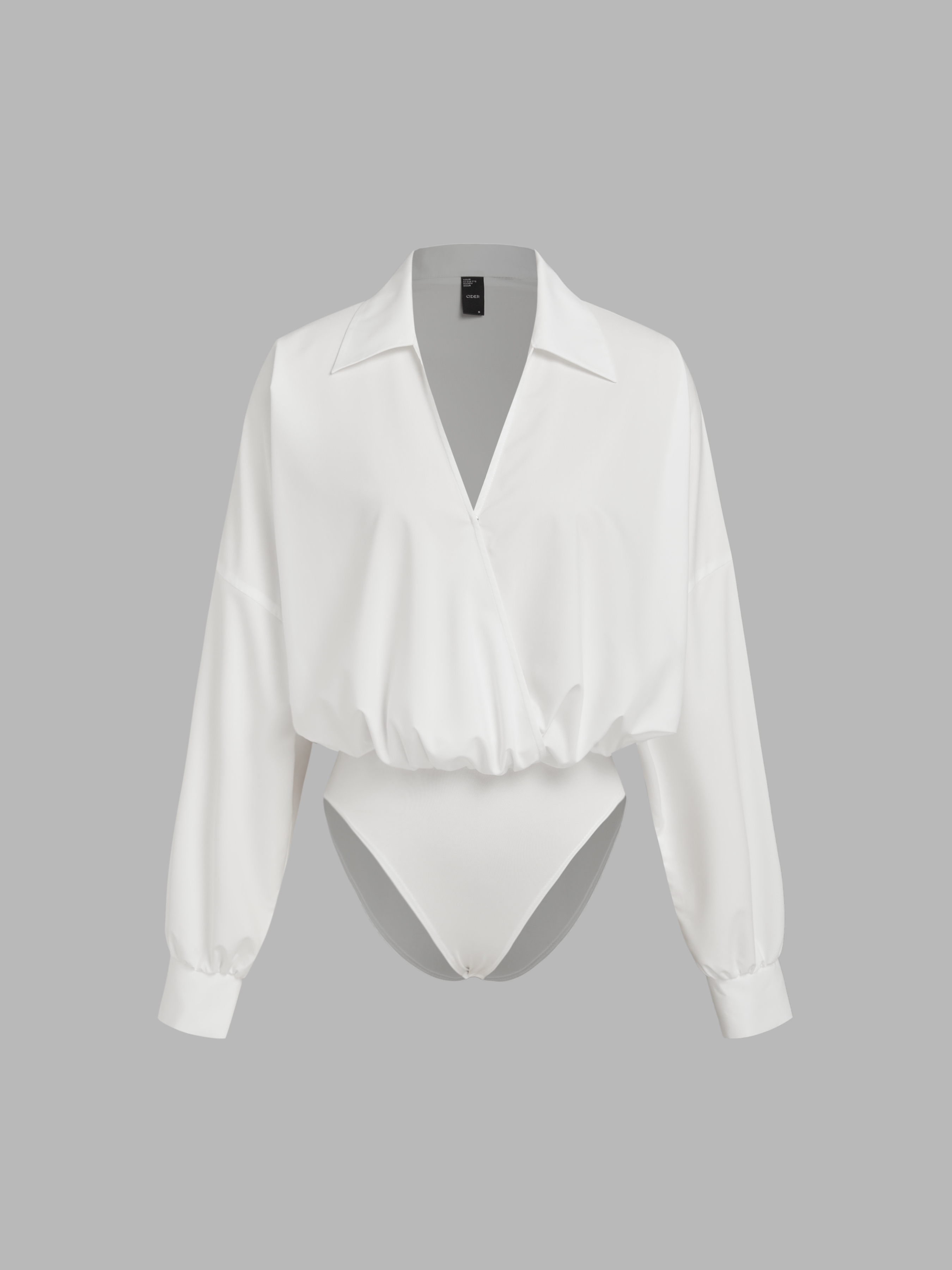 V-neck Solid Long Sleeve Bodysuit - Cider