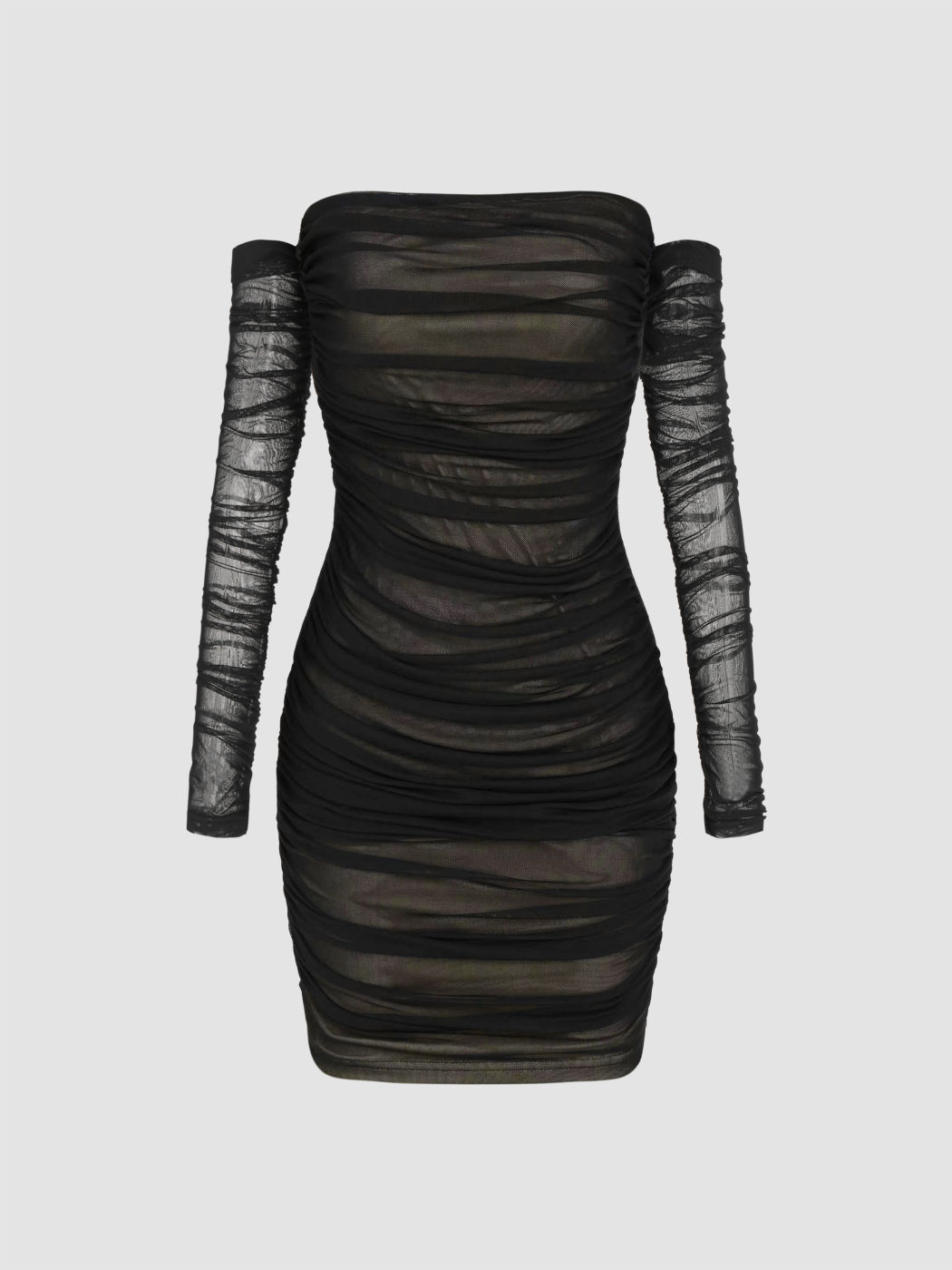 Mesh Mesh Off-shoulder Ruched Mini Dress For Date Party/Clubbing