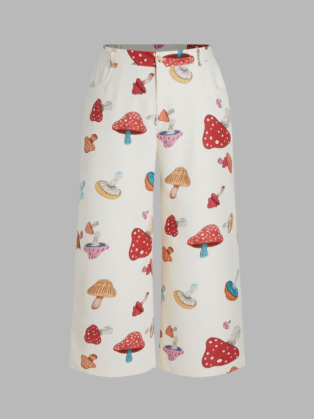 Corduroy Corduroy Mid Waist Mushroom Pocket Trousers Curve & Plus For ...