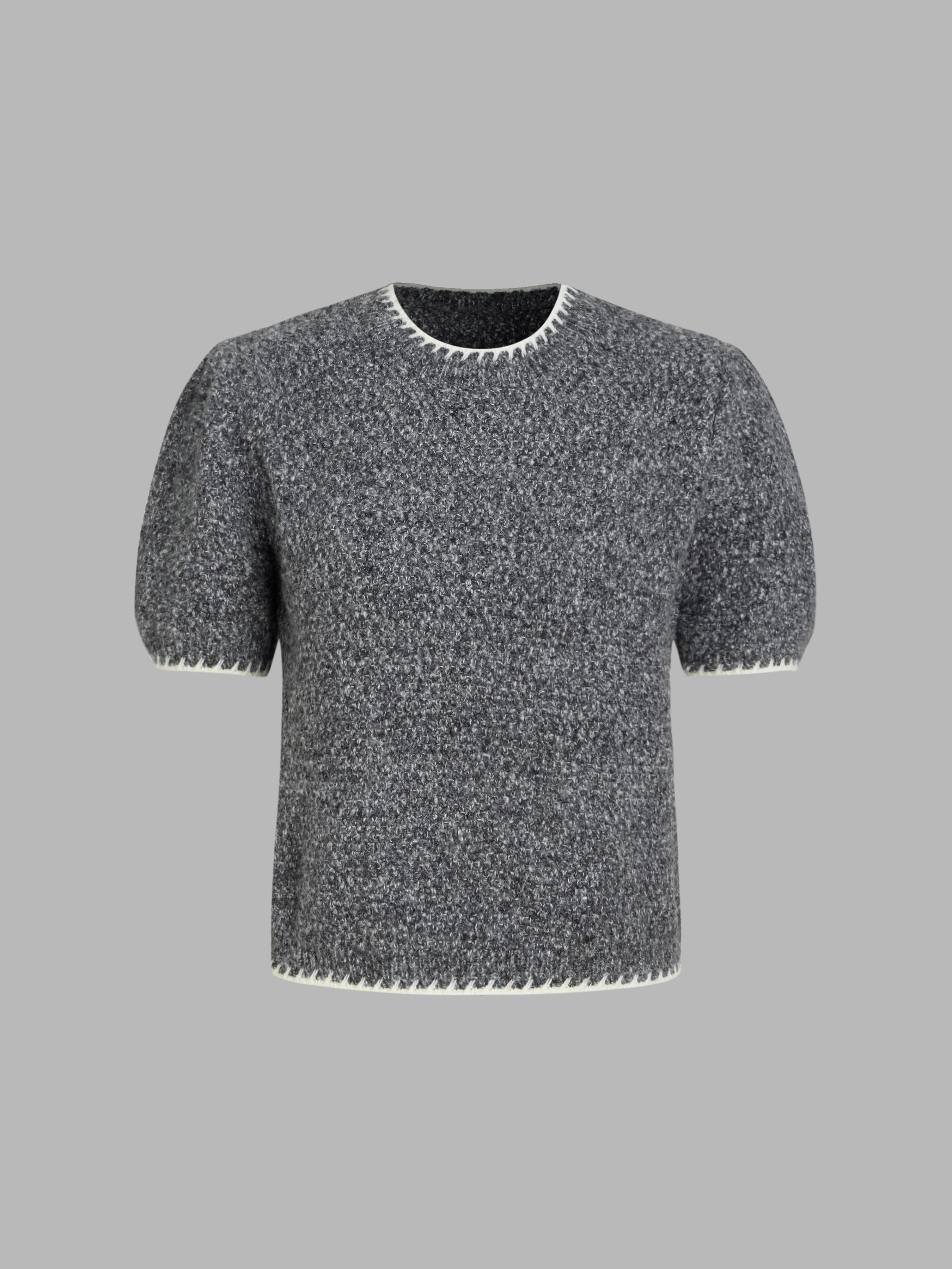 Contrasting Binding Knitted Short Sleeve Top - Cider