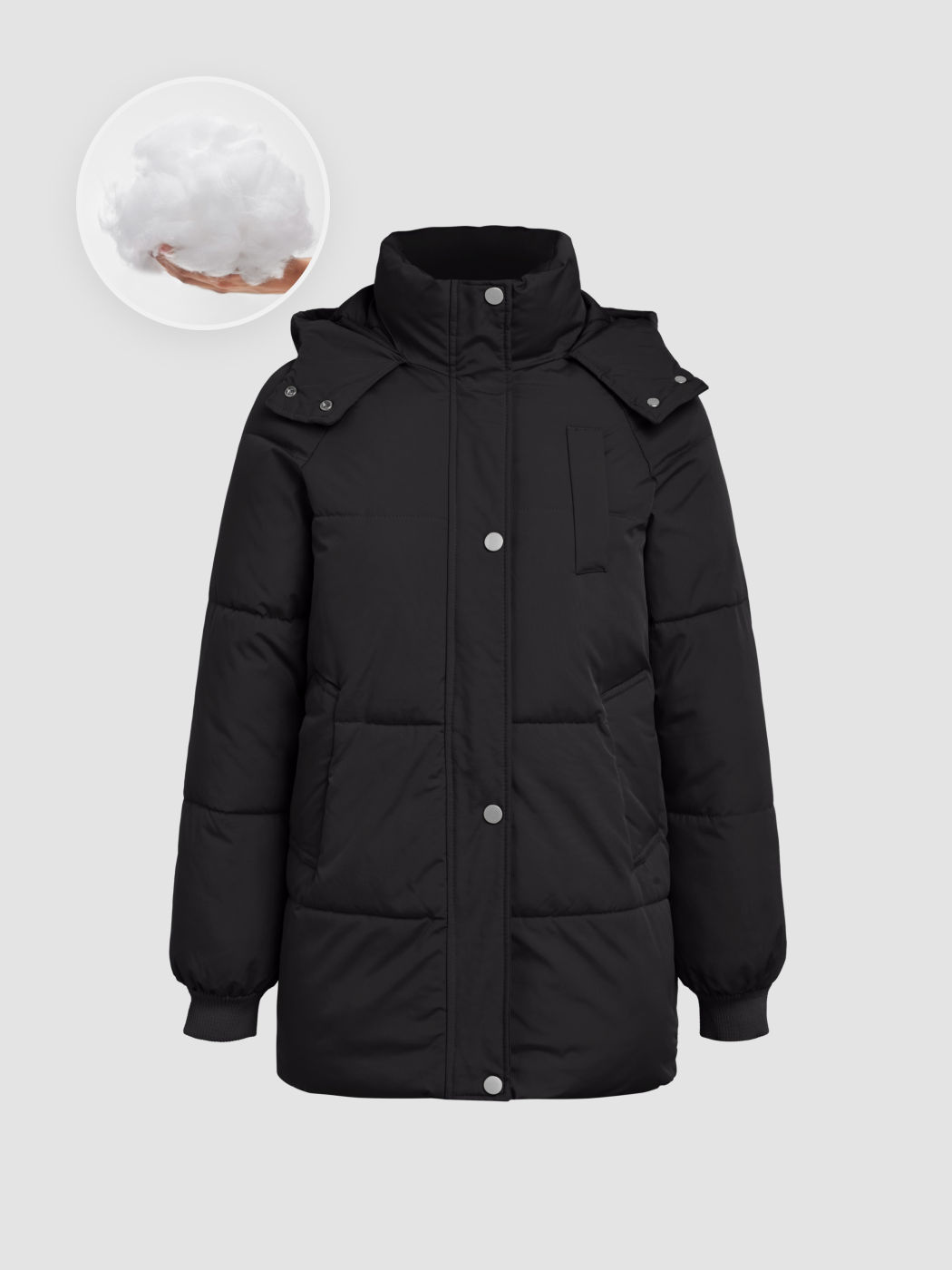 Hooded Solid Zipper Puffer Jacket - Cider