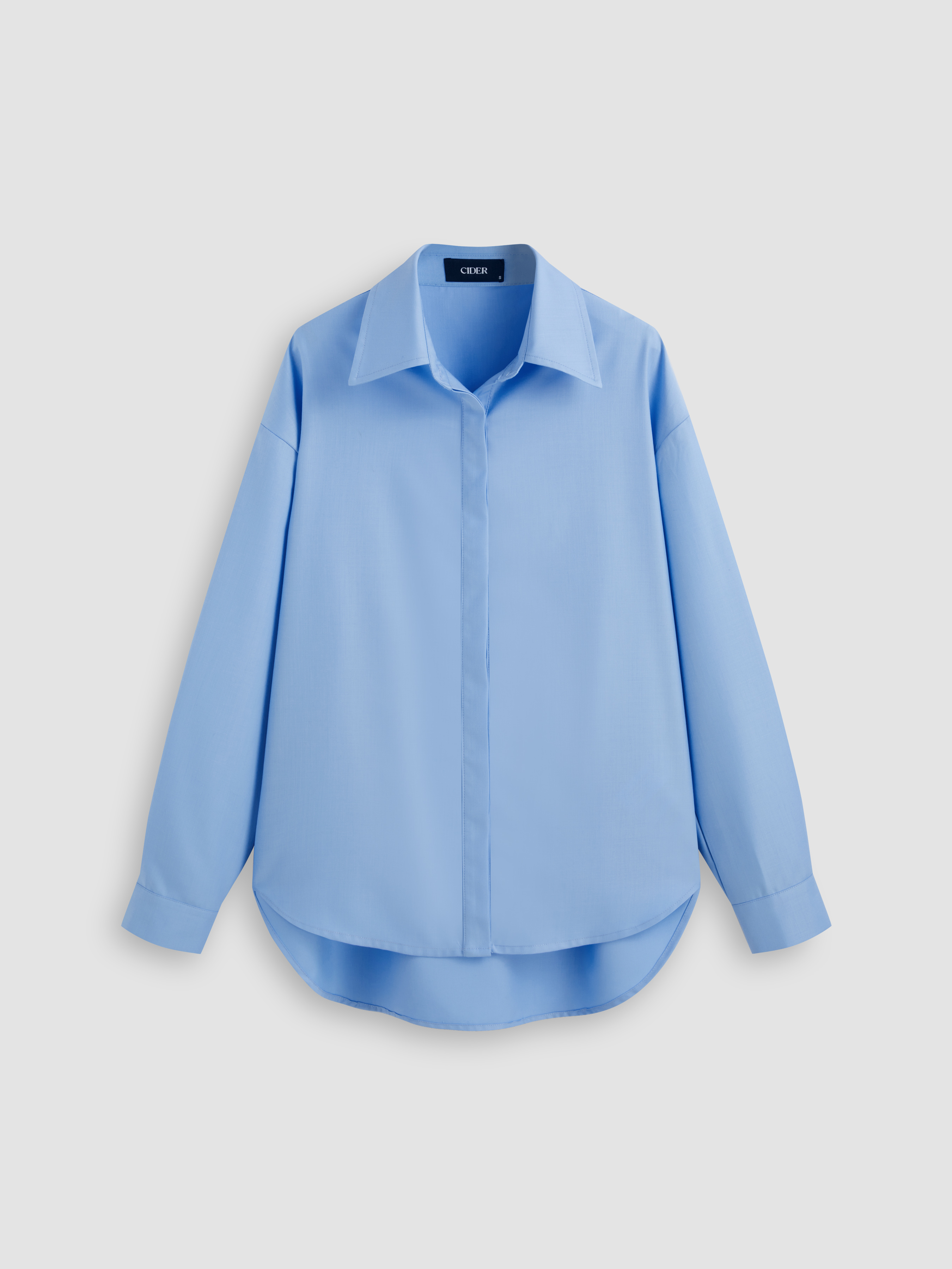 Collar Solid Long Sleeve Blouse - Cider