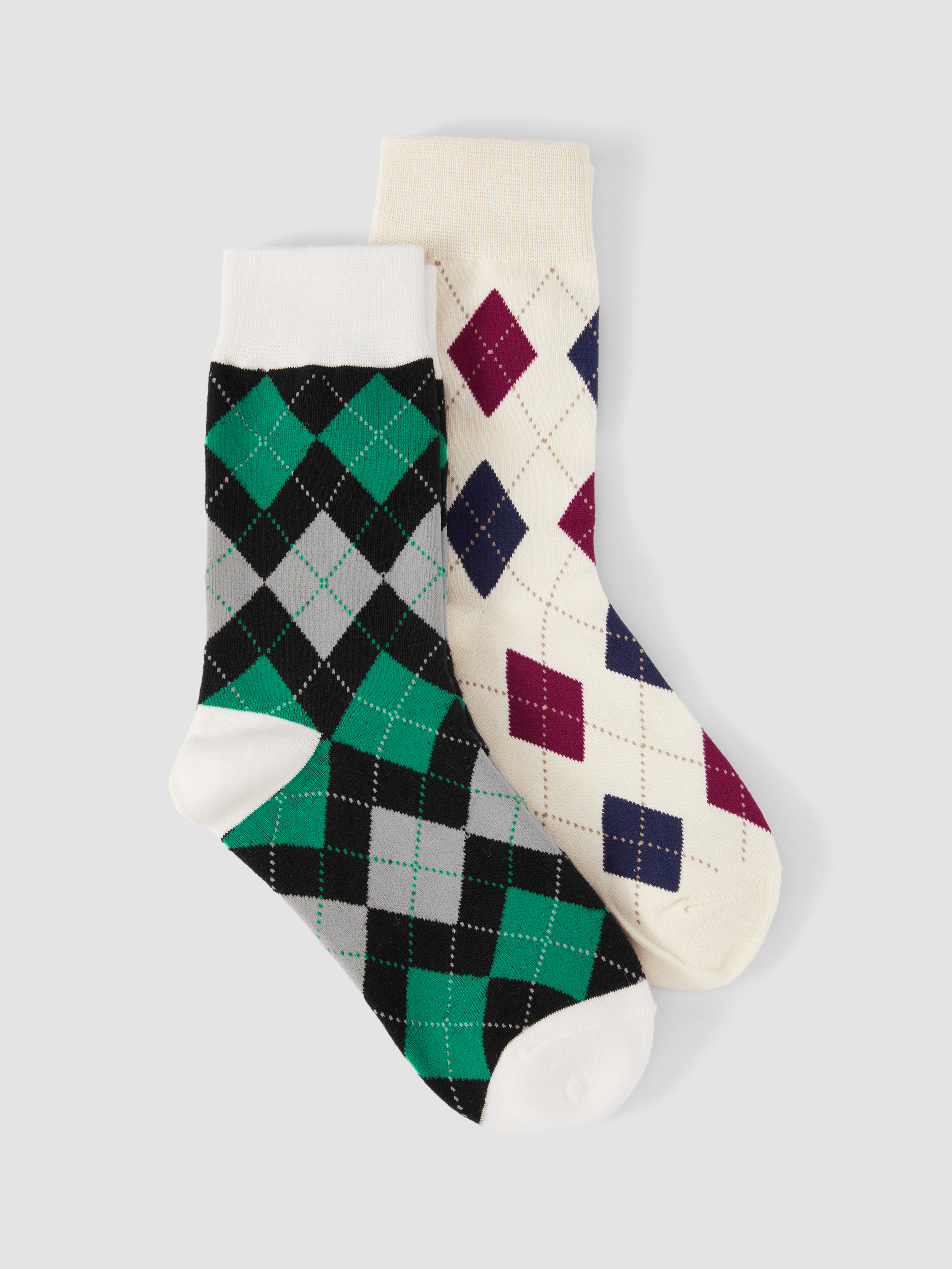 2 Pairs Christmas Argyle Ankle Socks Set - Cider