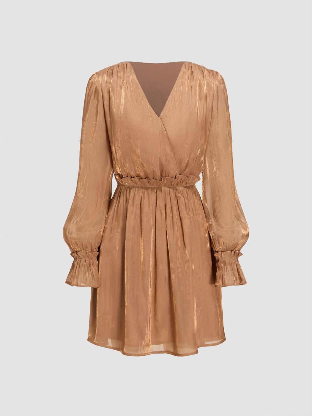 Woven V-neck Ruffle Mini Dress