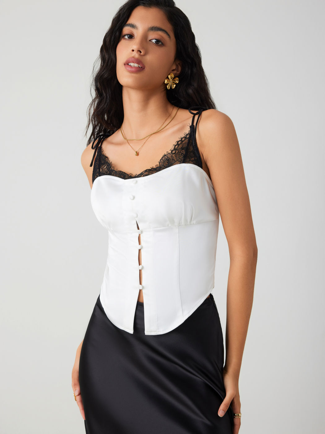 Office Siren Lace Sweetheart Corset Cami Top For Date Party/Clubbing