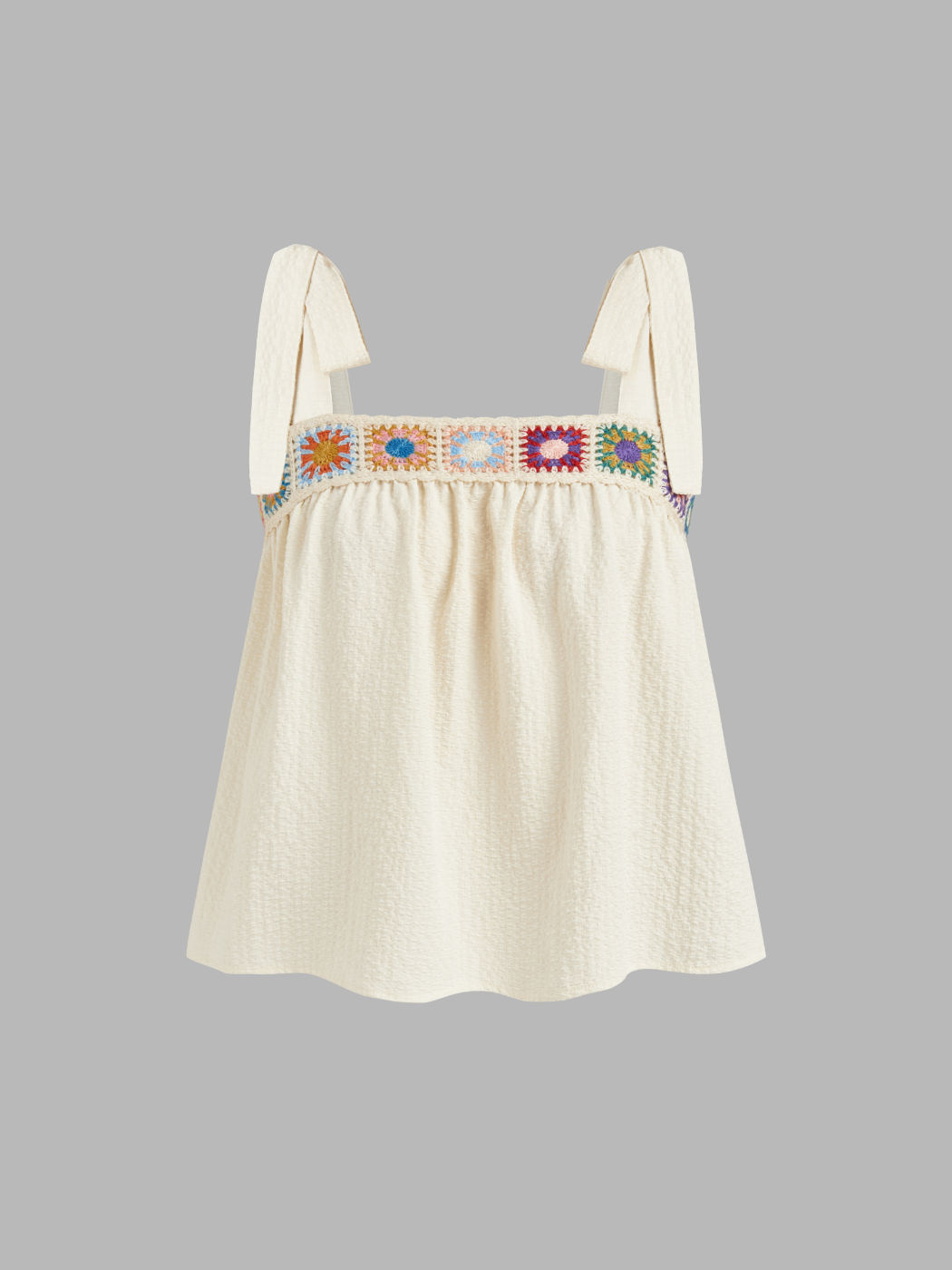 Woven Woven Color Embroidery Knotted Cami Top For Vacation