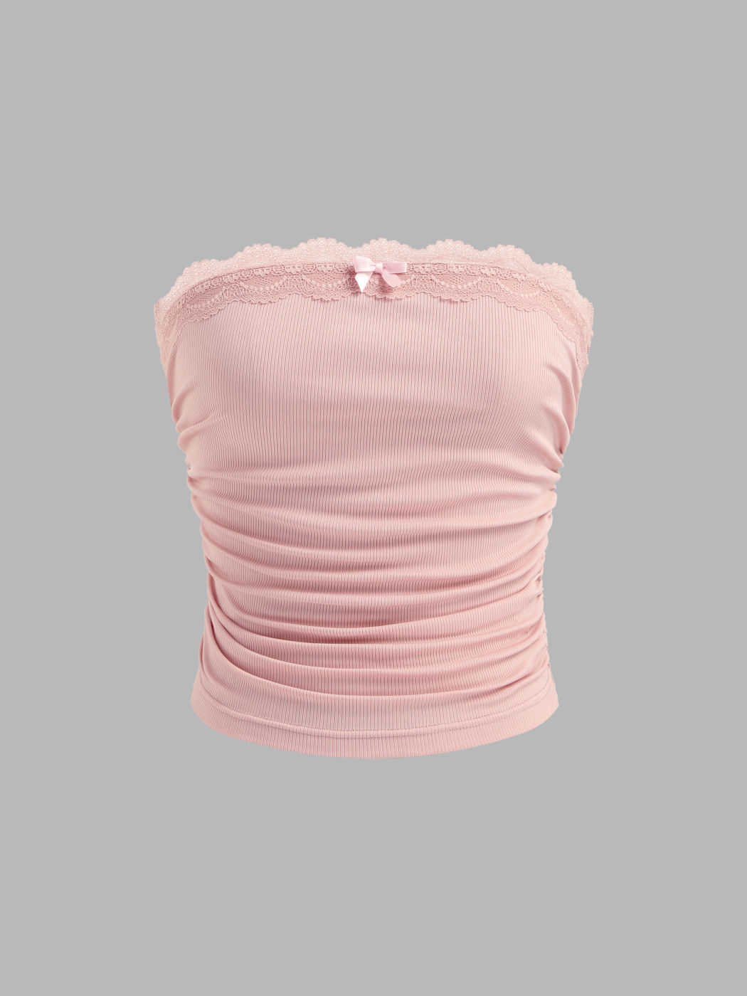 Solid Ruched Tube Crop Top For Date