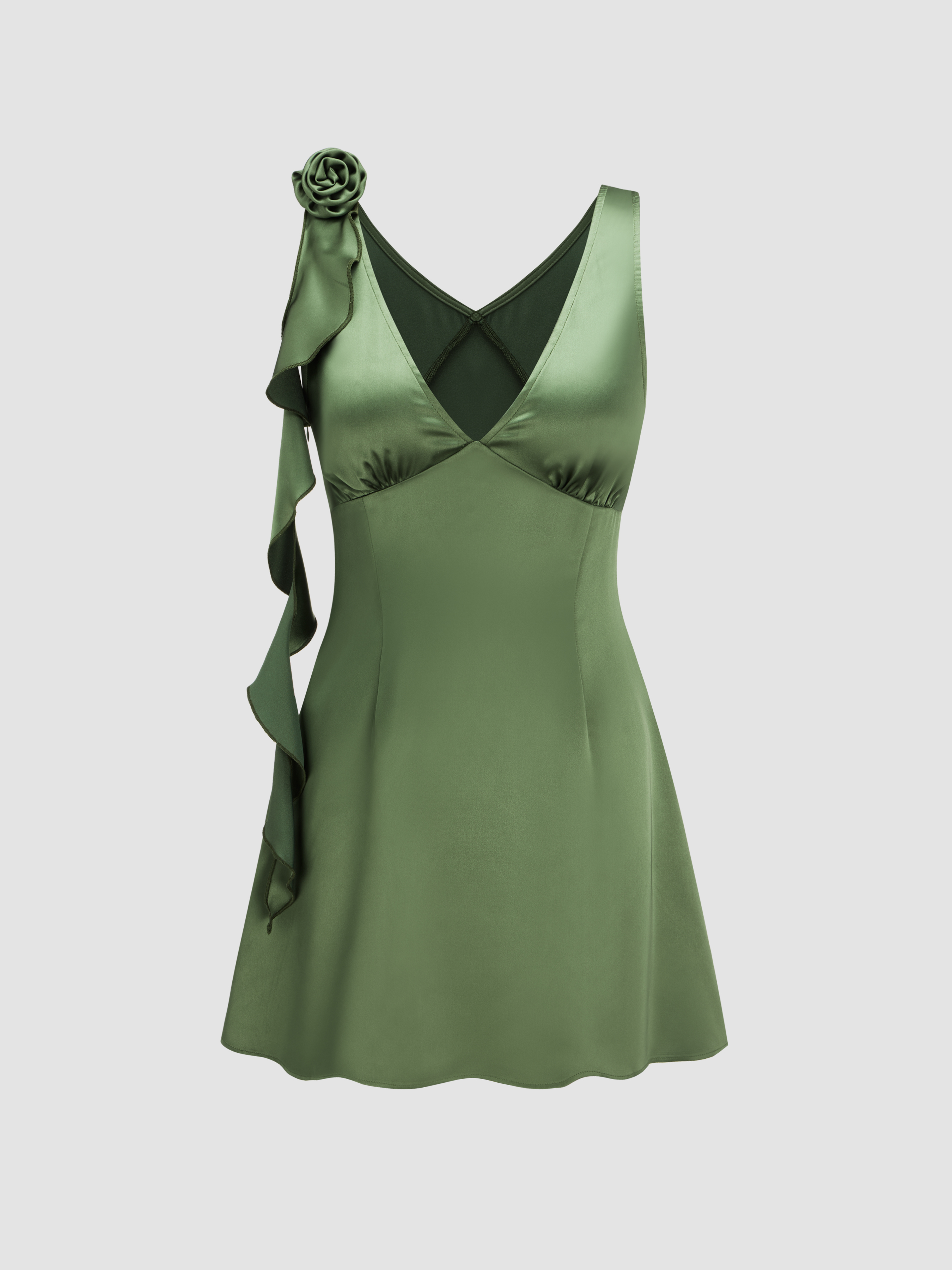 Sun Dresses Graduation Dress Grad Dresses Woven V-neck Solid Rosette ...