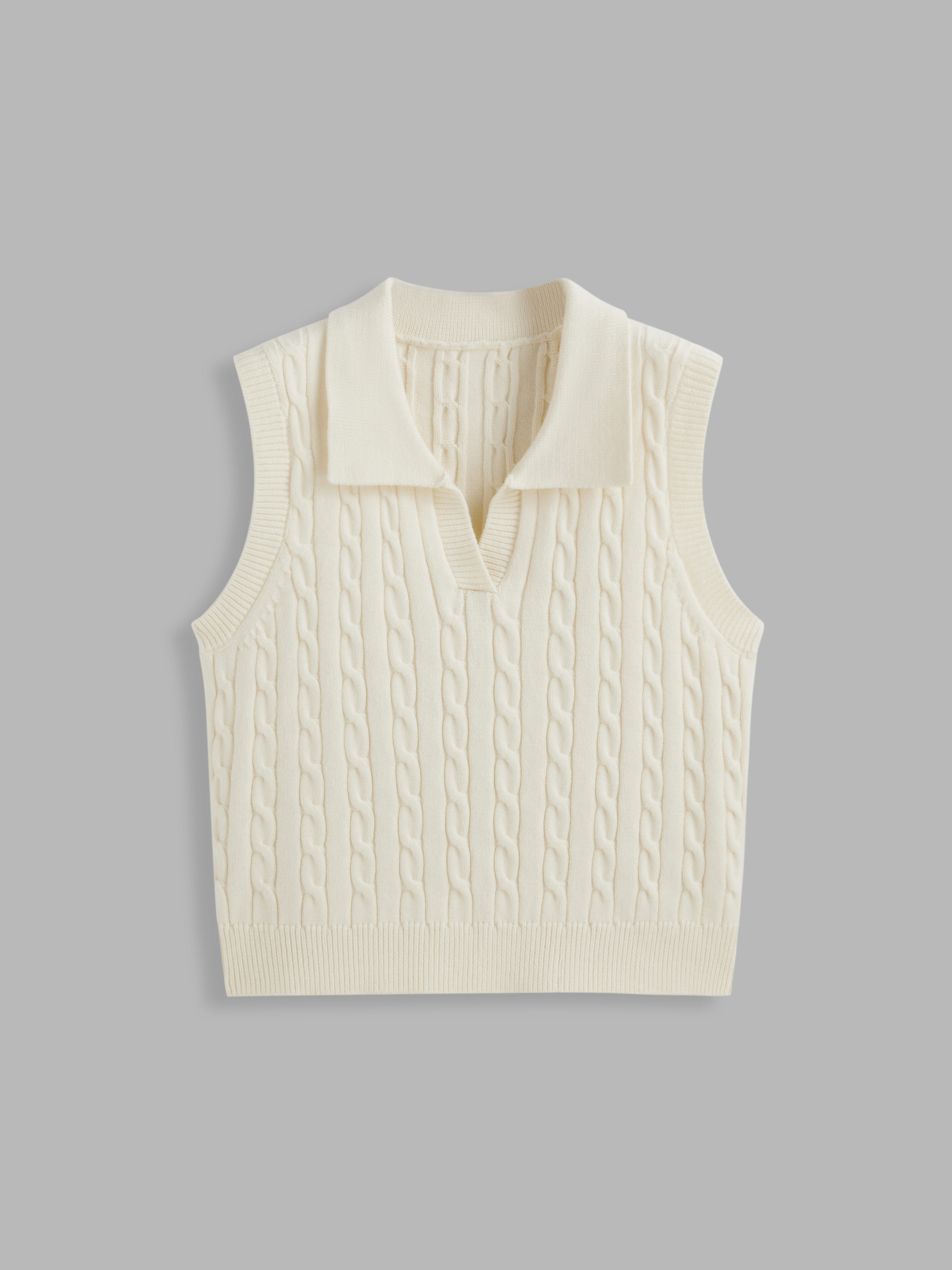Polo Texture Knitted Vest For Daily Casual