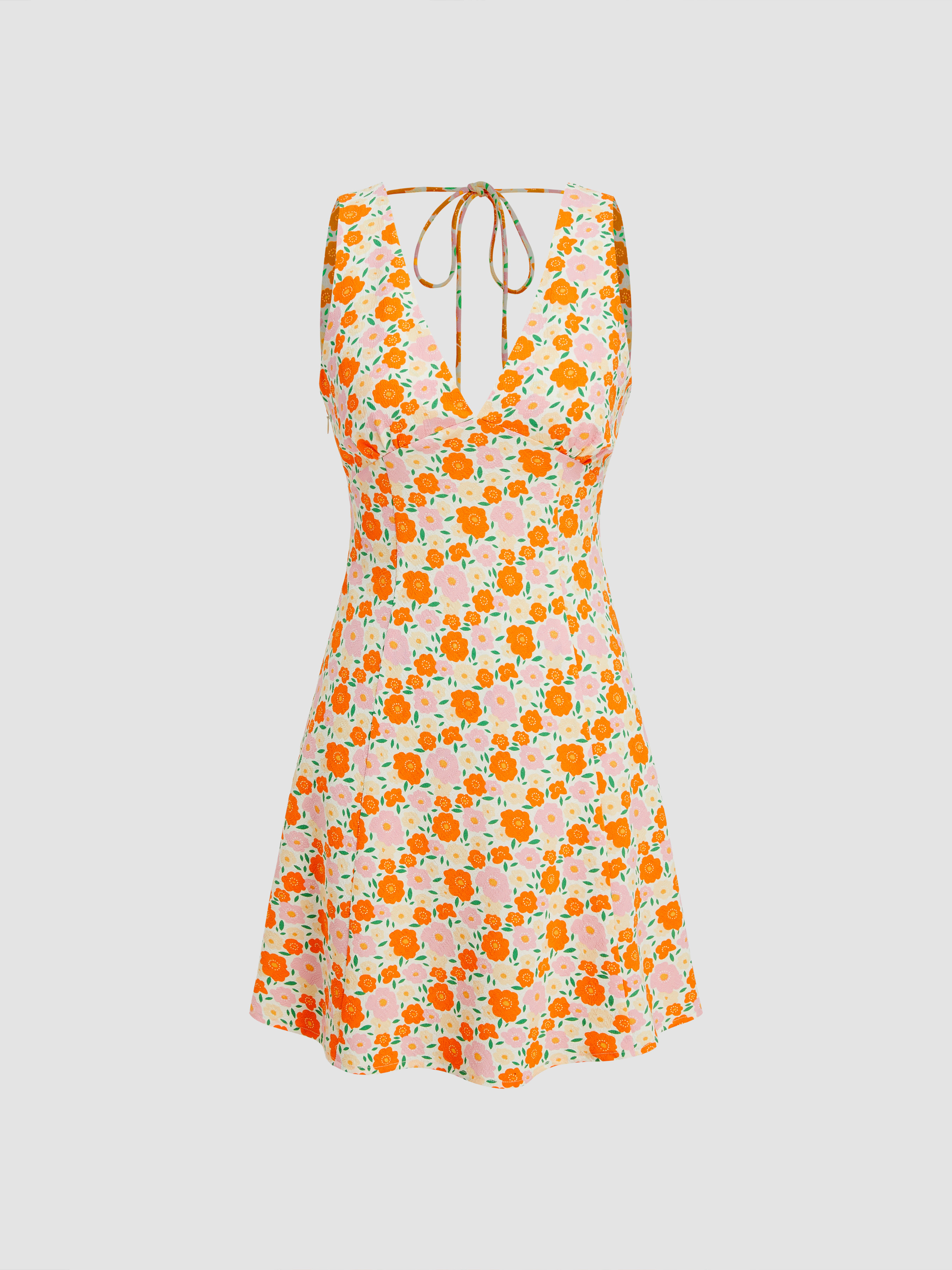 Sun Dresses Coquette Woven V-neck Floral Sleeveless Mini Dress For ...