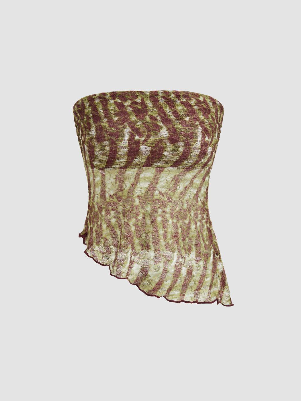 Mesh Mesh Asymmetrical Hem Tie Dye Crop Tube Top For Music Festival ...