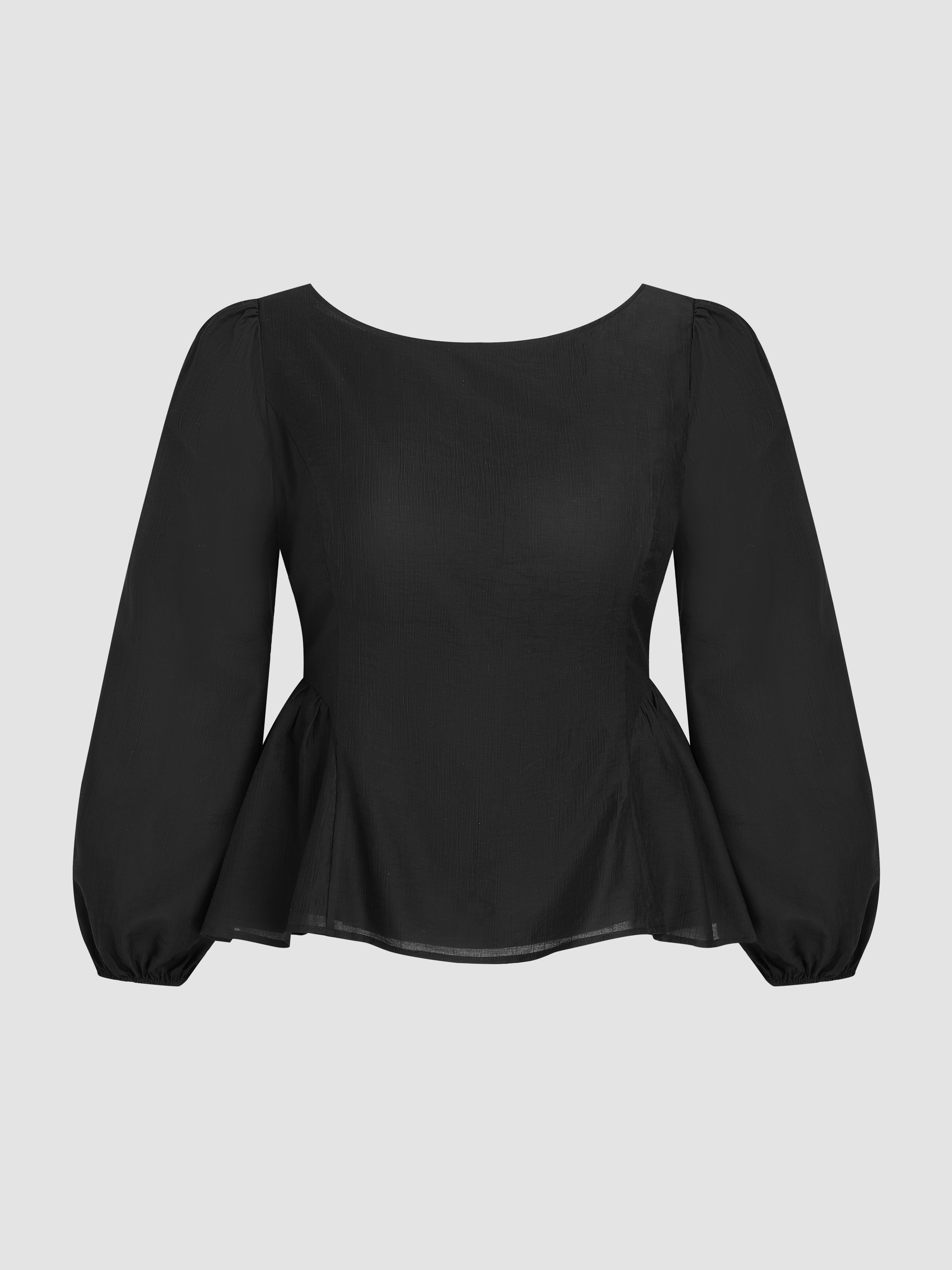 Boat Neck Ruffle Hem Long Sleeve Blouse Curve & Plus - Cider