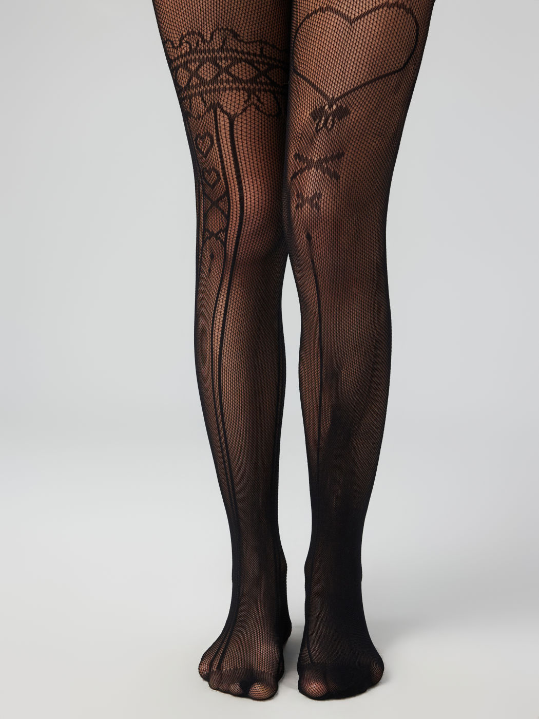 Irregular Heart Fishnet Tights