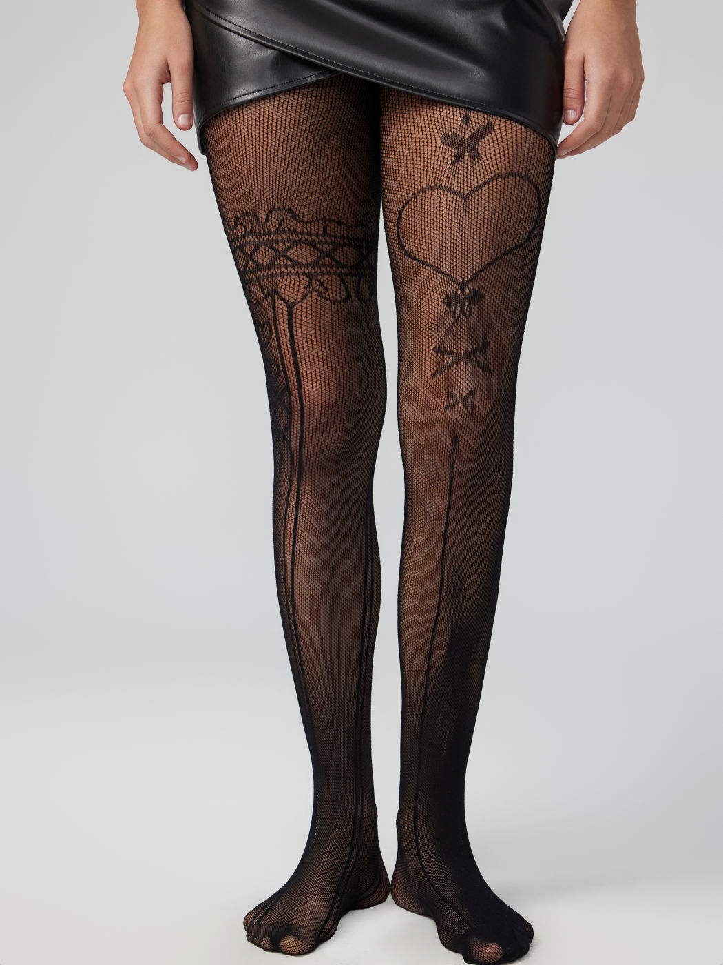 Irregular Heart Fishnet Tights