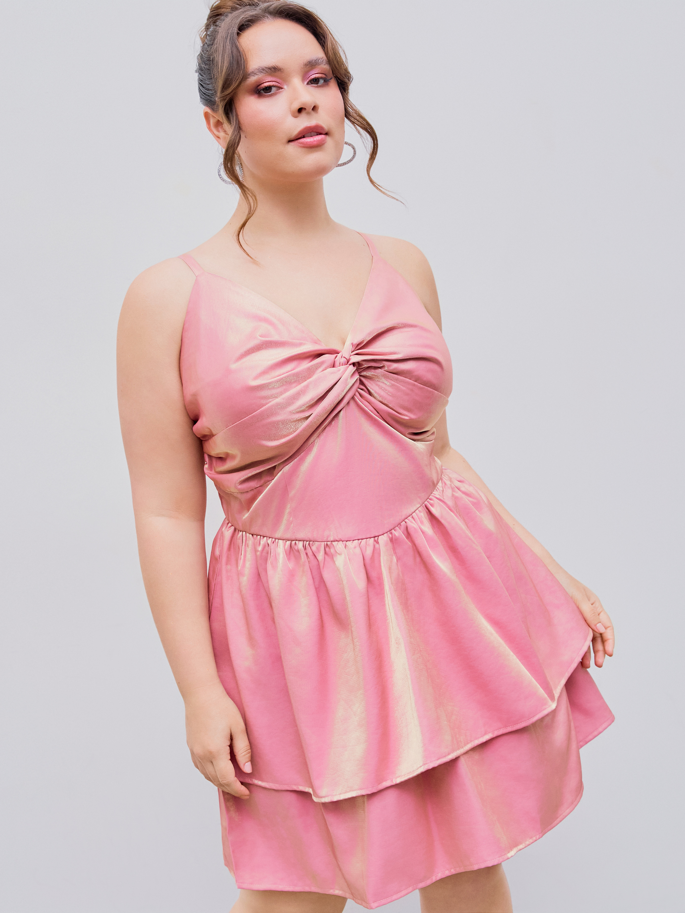 Twist Ruffle Mini Dress Curve & Plus - Cider