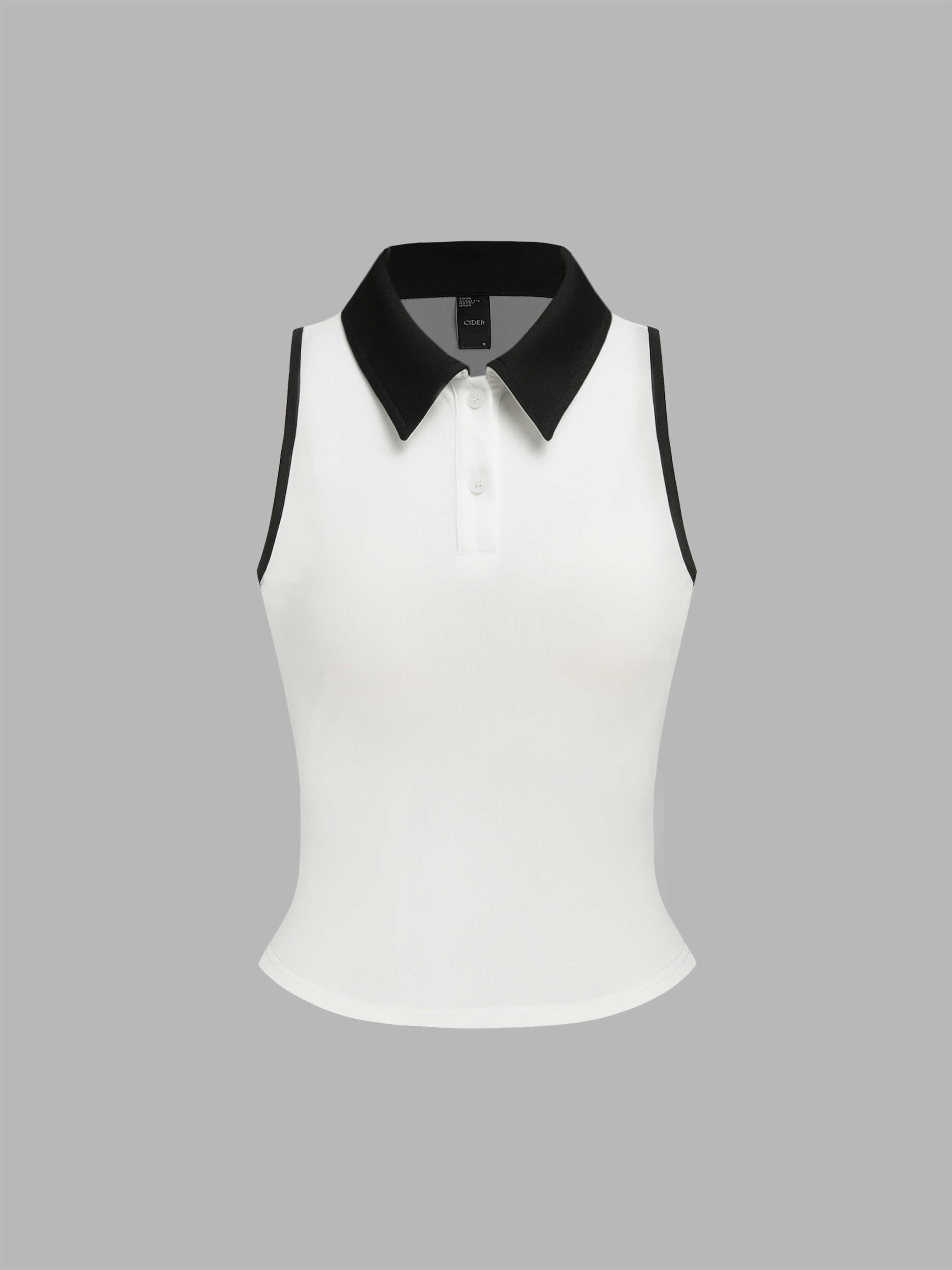Polo Contrasting Binding Sleeveless Top For Work