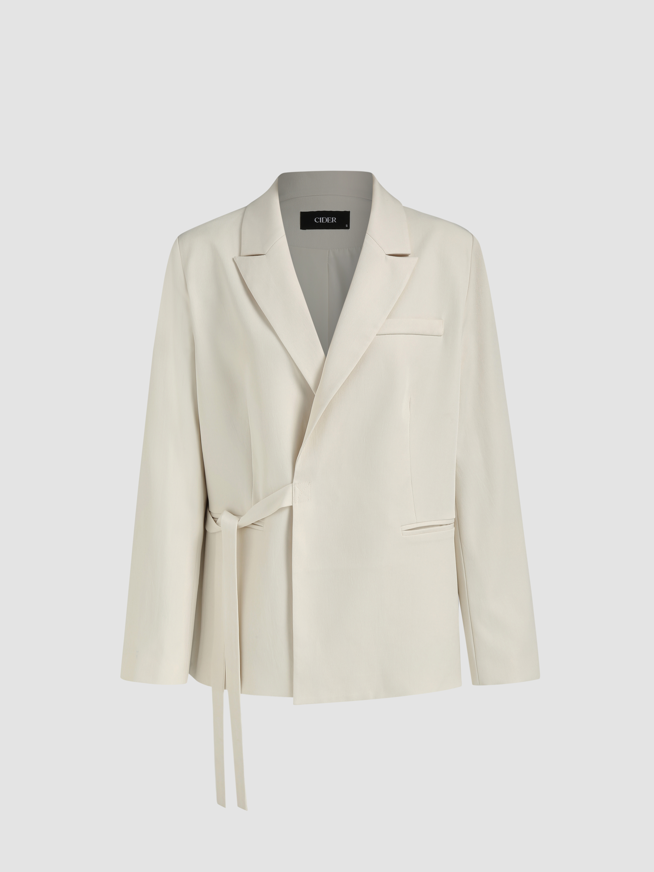 Woven Collar Pocket Solid Oversized Blazer - Cider