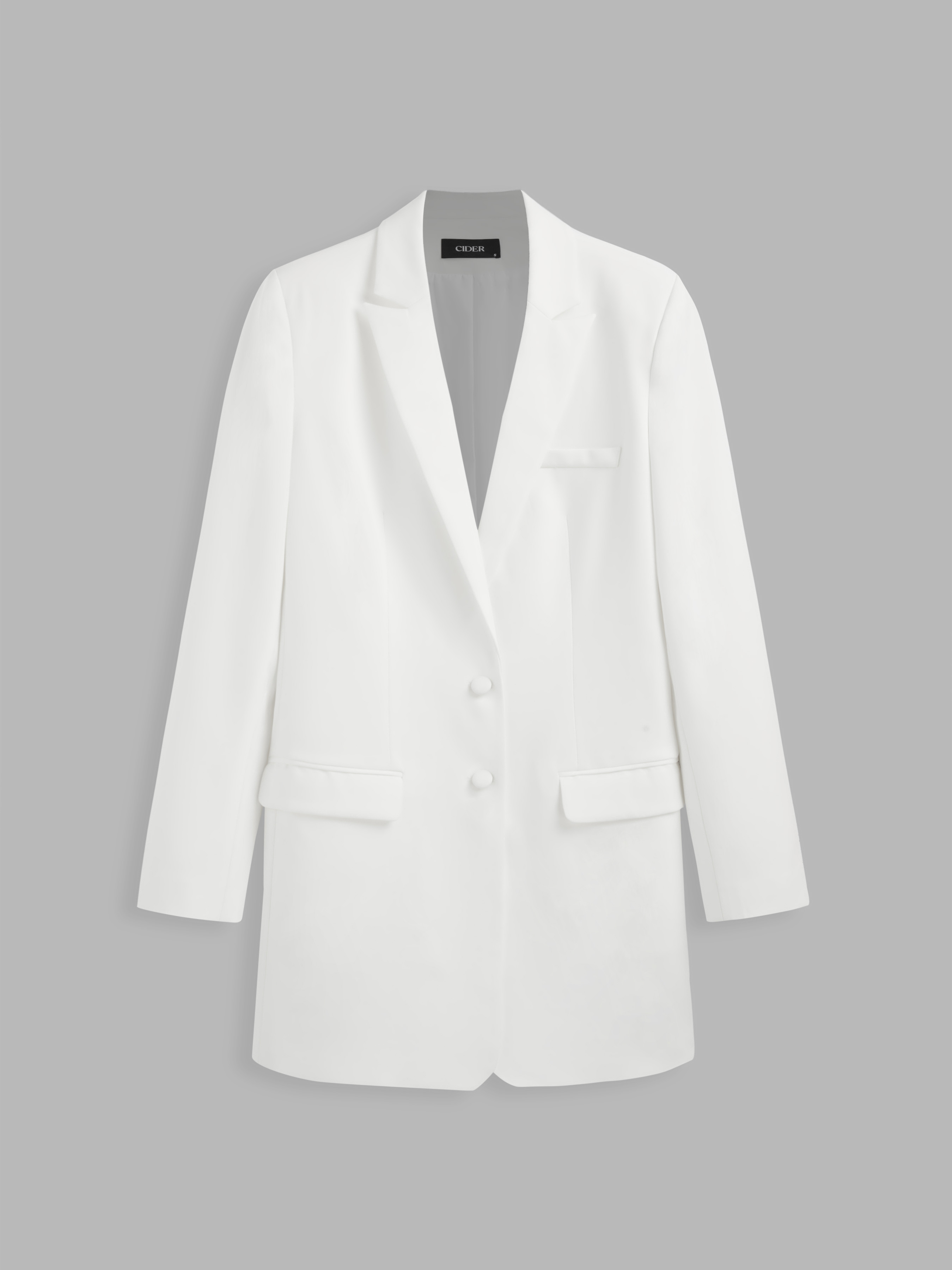 Woven Collar Pocket Solid Blazer - Cider