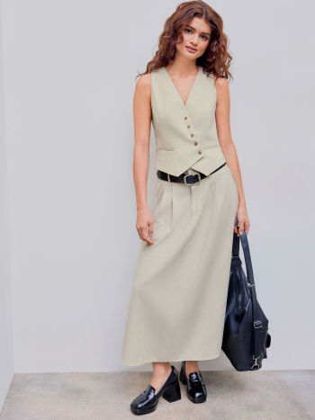 Women Linen Vest Vest Women Linen-blend French Riviera Vacation Linen-blend V-neck Solid Button ...