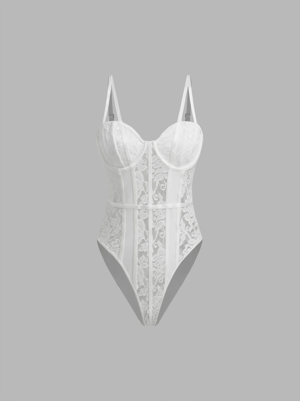 Lace Sweetheart Floral Corset Bodysuit Cider