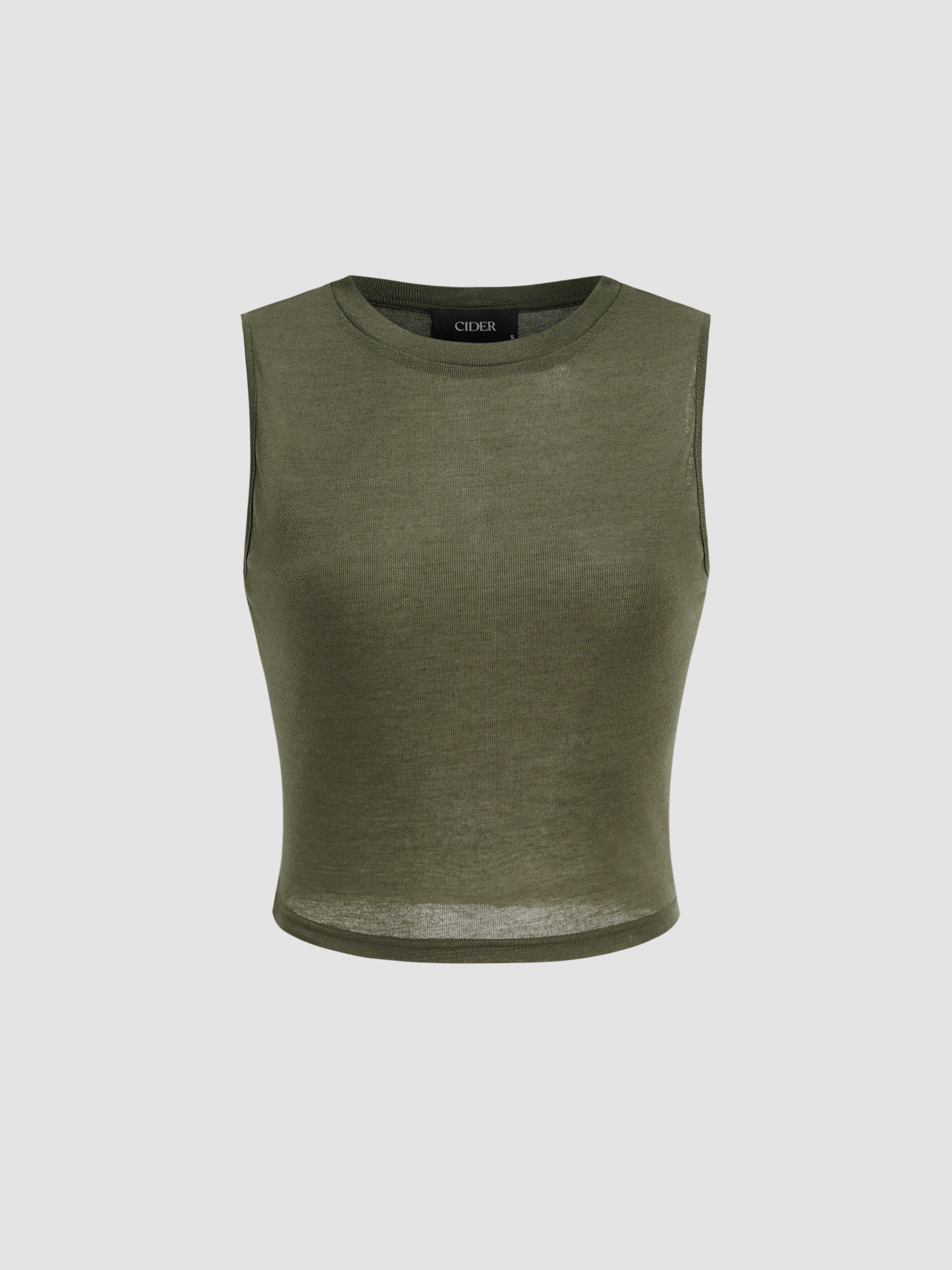 Round Neck Solid Tank Top - Cider