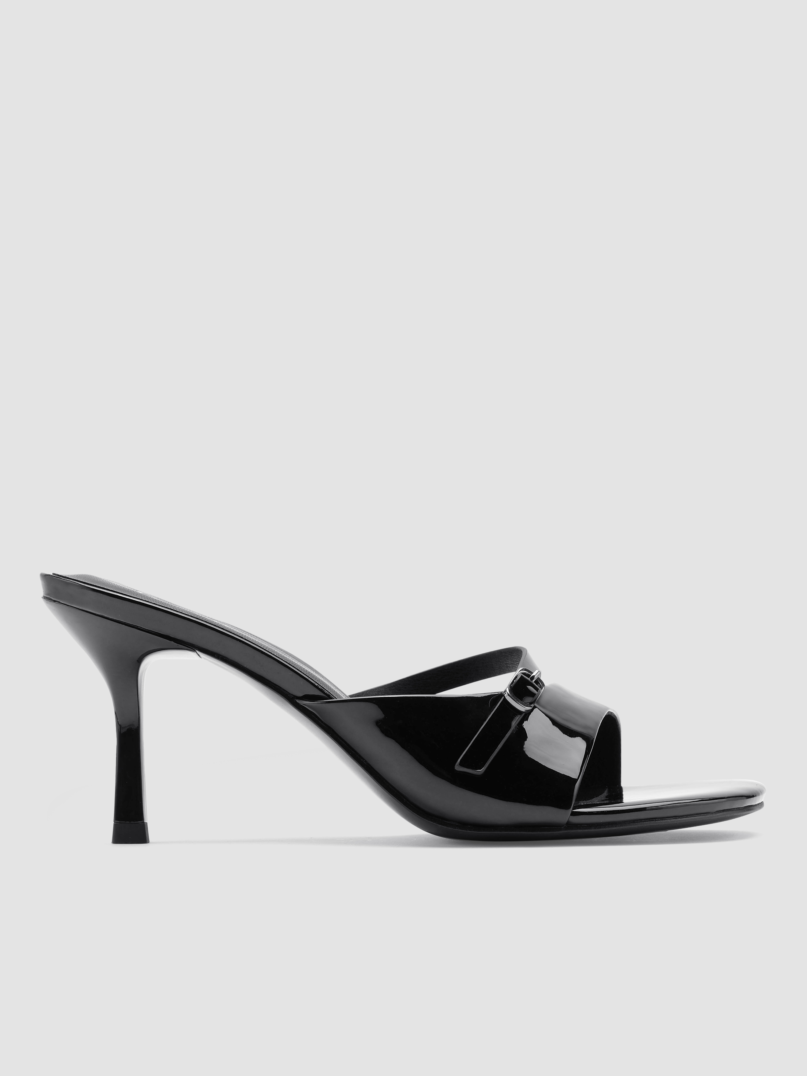 FAUX PATENT LEATHER SANDALS For Daily Casual Coffee Shop Outdoor Work