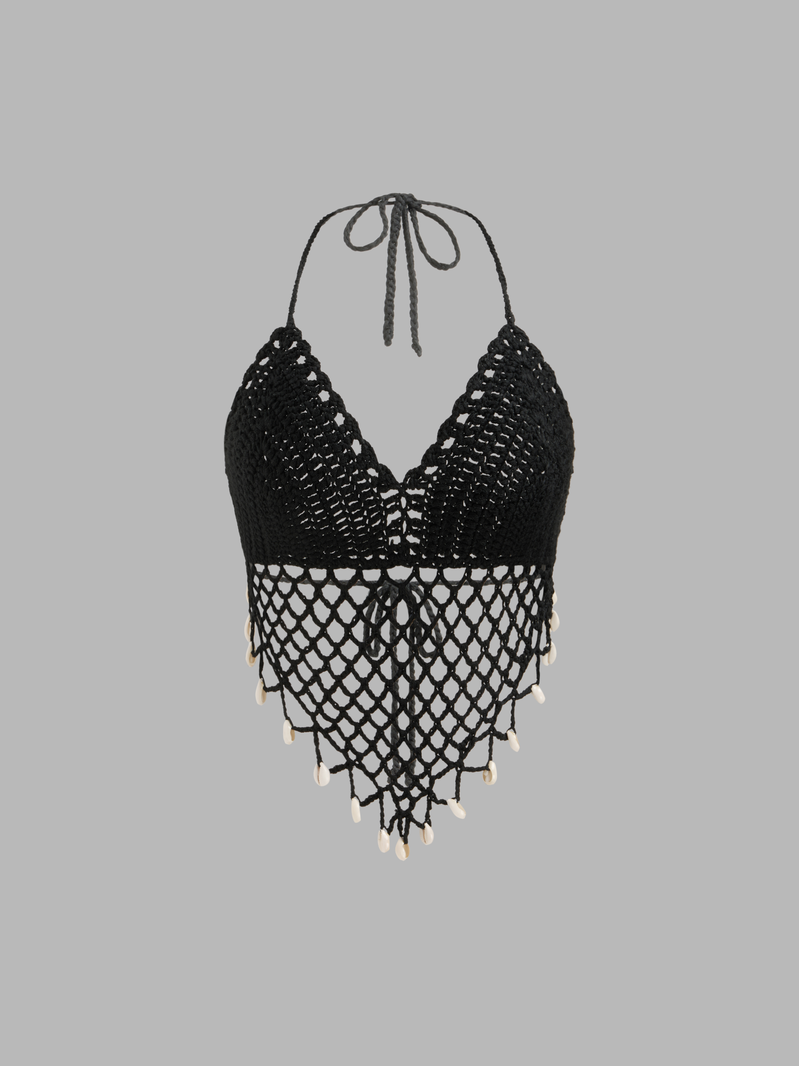 Knit Fabric V-neck Knitted Shell Halter Cover Up Top For Vacation