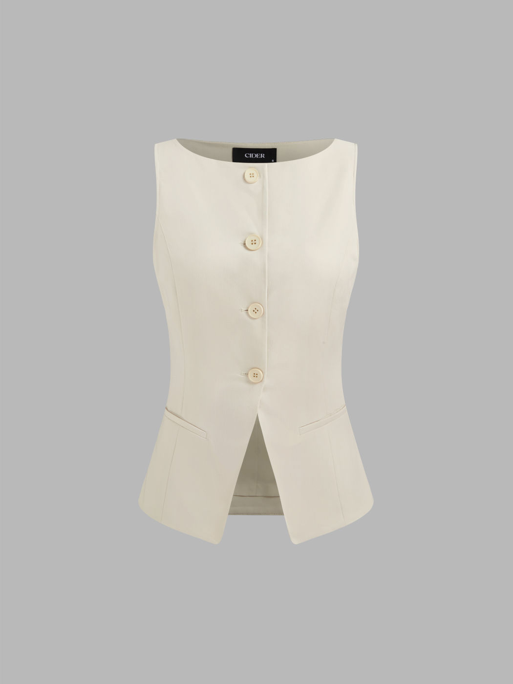 Vest Women Woven Woven Boat Neck Solid Button Vest For Work