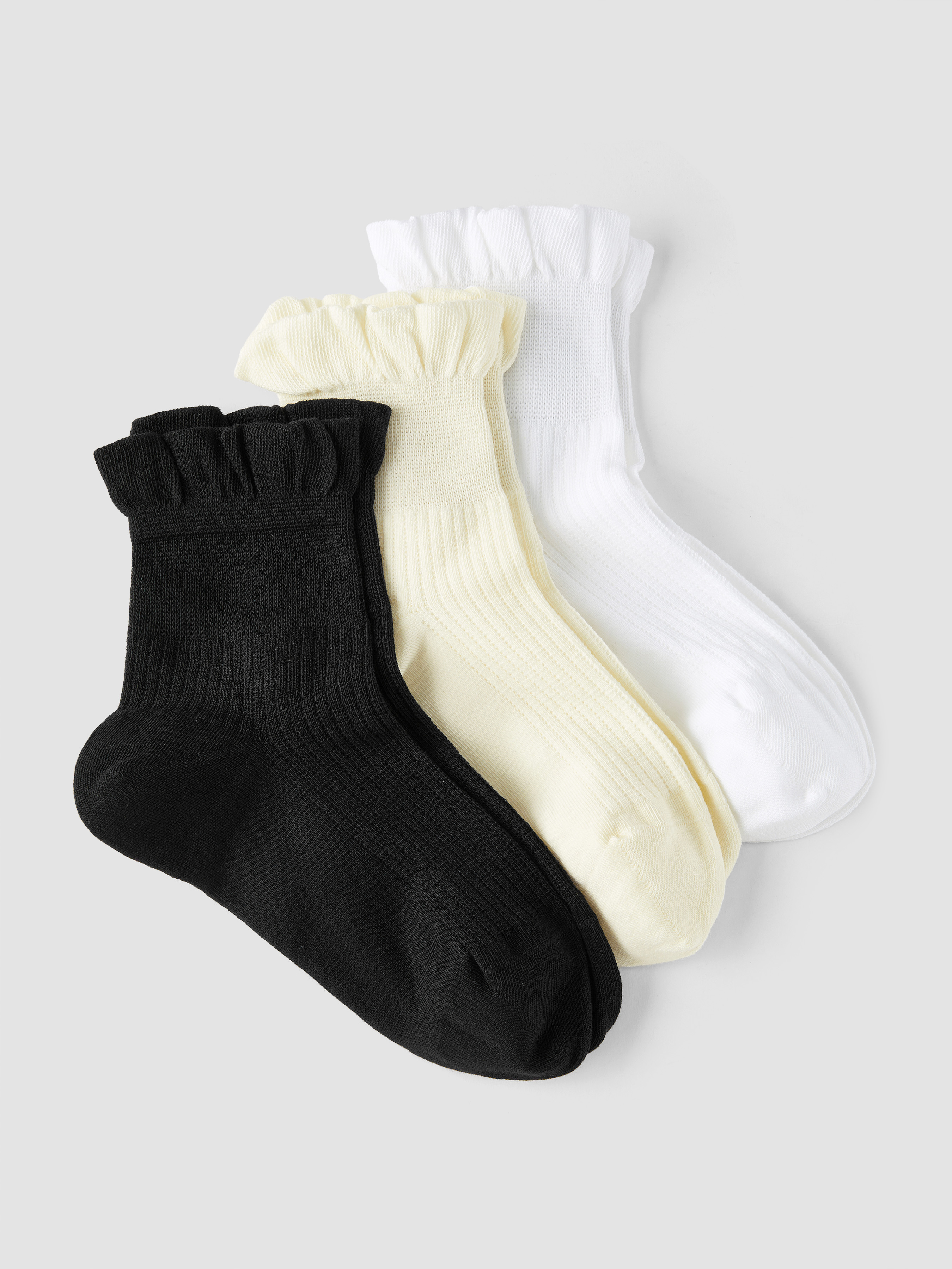 Cotton 3 PAIRS RUFFLE CREW SOCKS For School Daily Casual Date