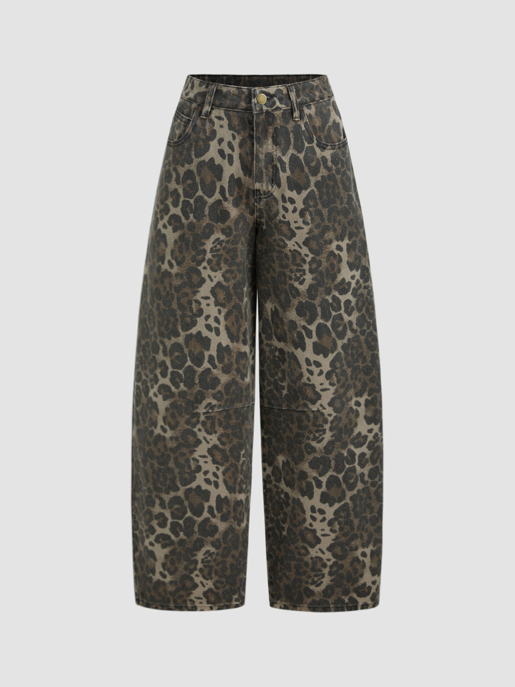 Cider Denim Low Rise Leopard Barrel-leg Jeans For Music Festival/Live House