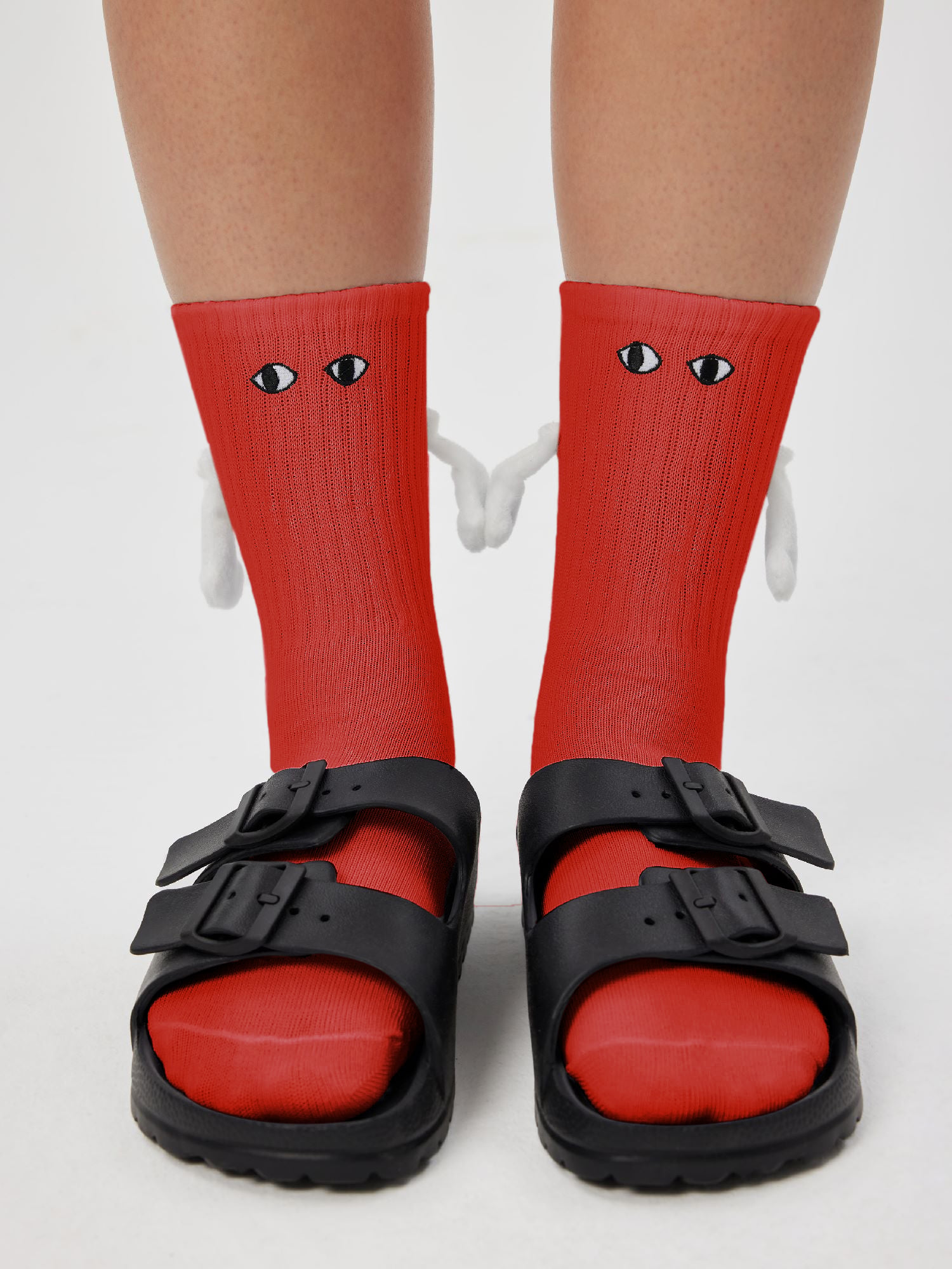 Cotton Magnetic Holding Hands Eye Decor Crew Socks For Daily Casual